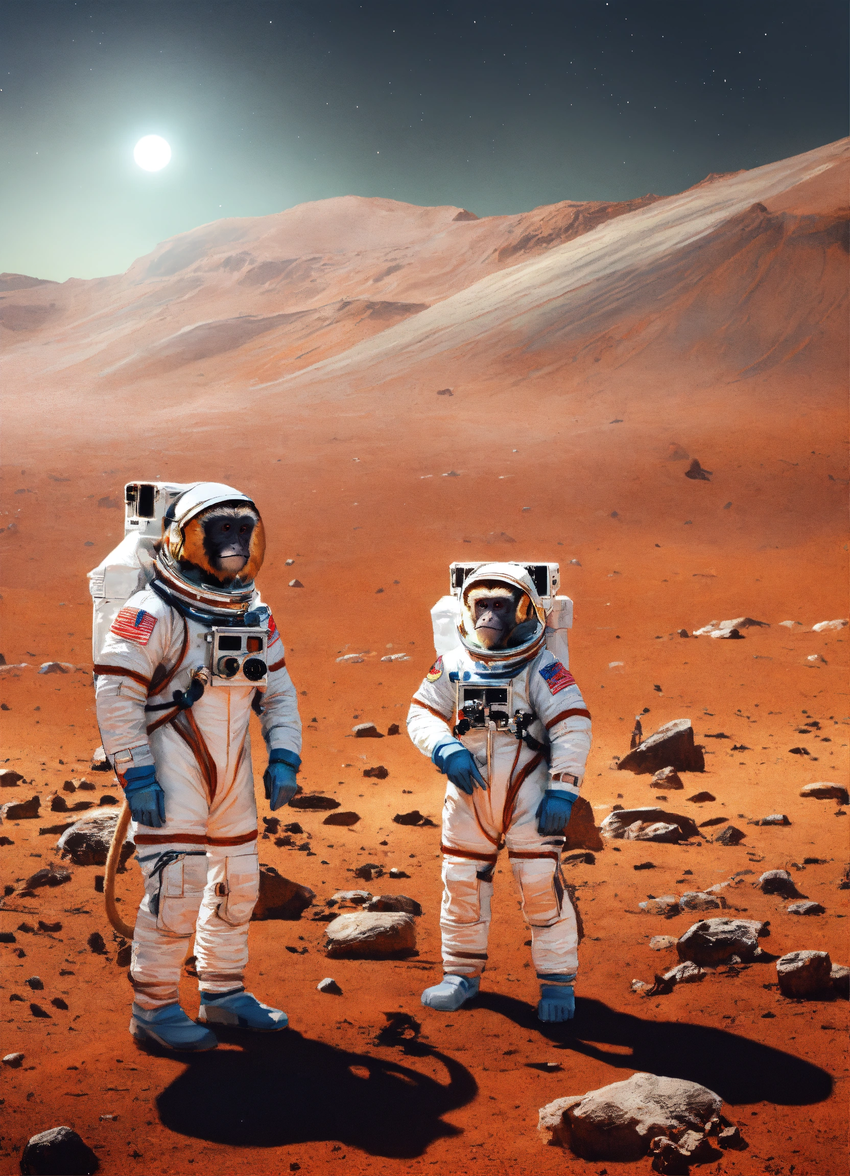 Lexica - A few Monkeys exploring Mars dressed in space suits