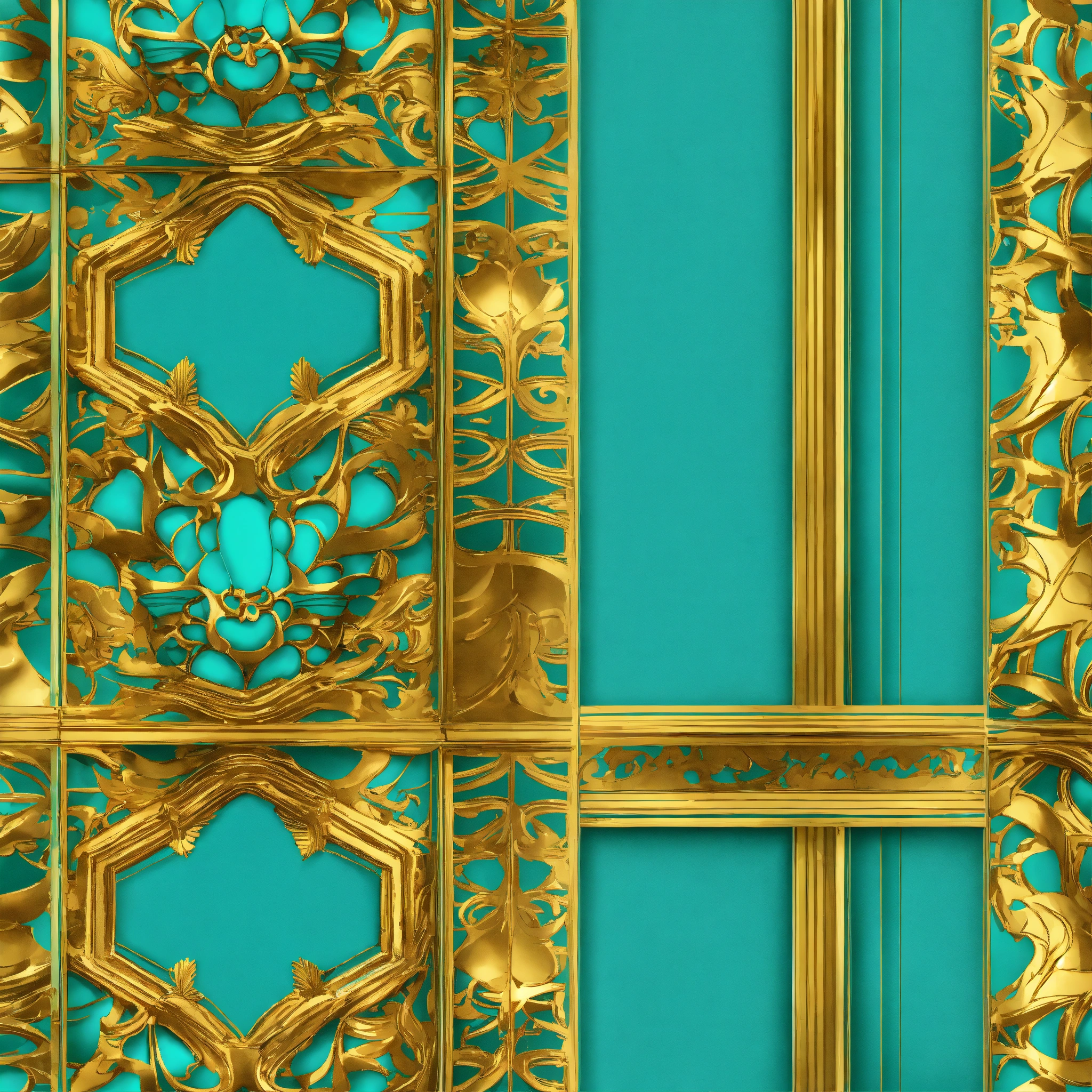 Lexica - Turquoise, gold, seamless pattern