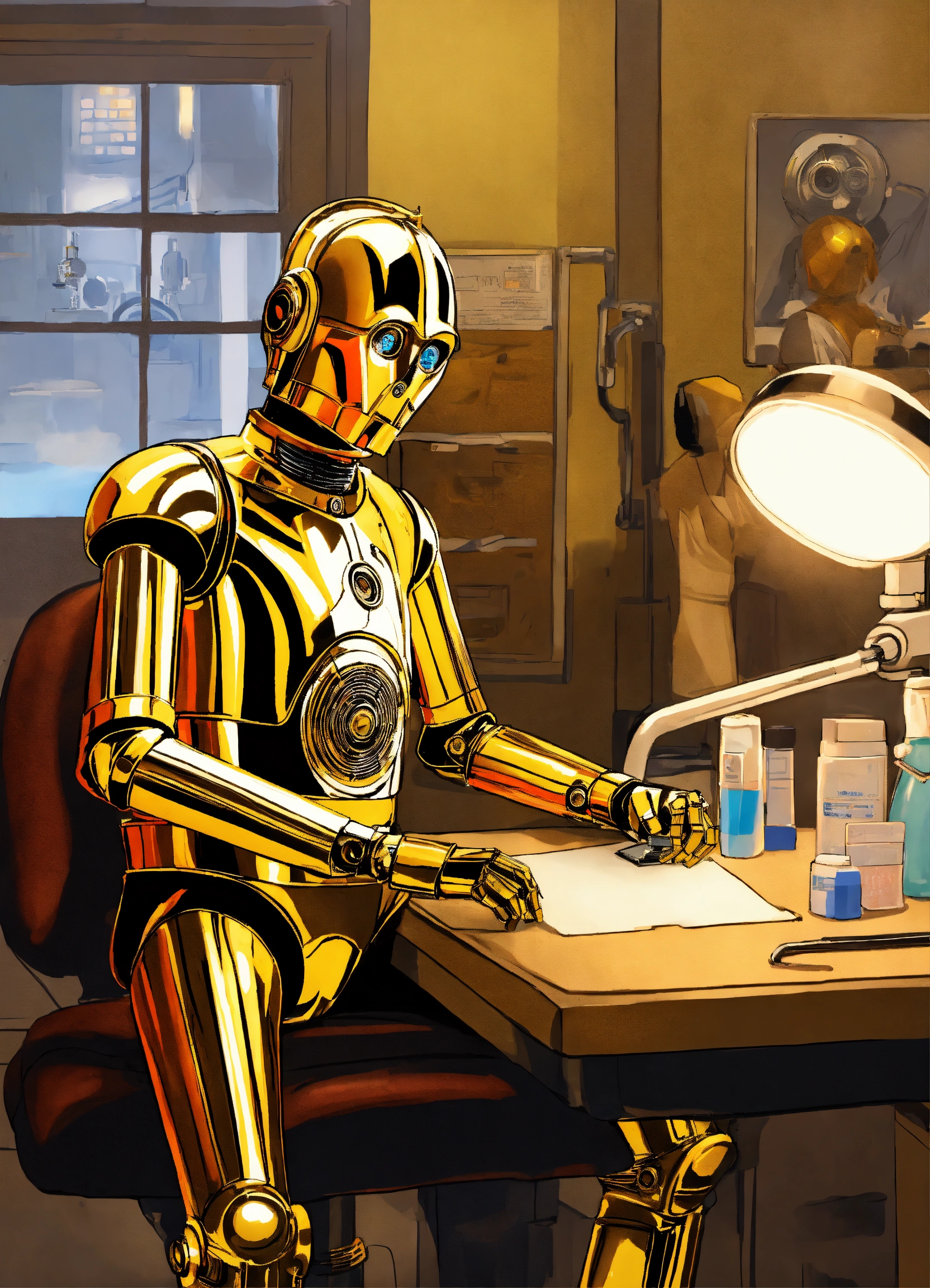 Lexica - Illustrate a whimsical scene where C - 3PO, the droid from ...