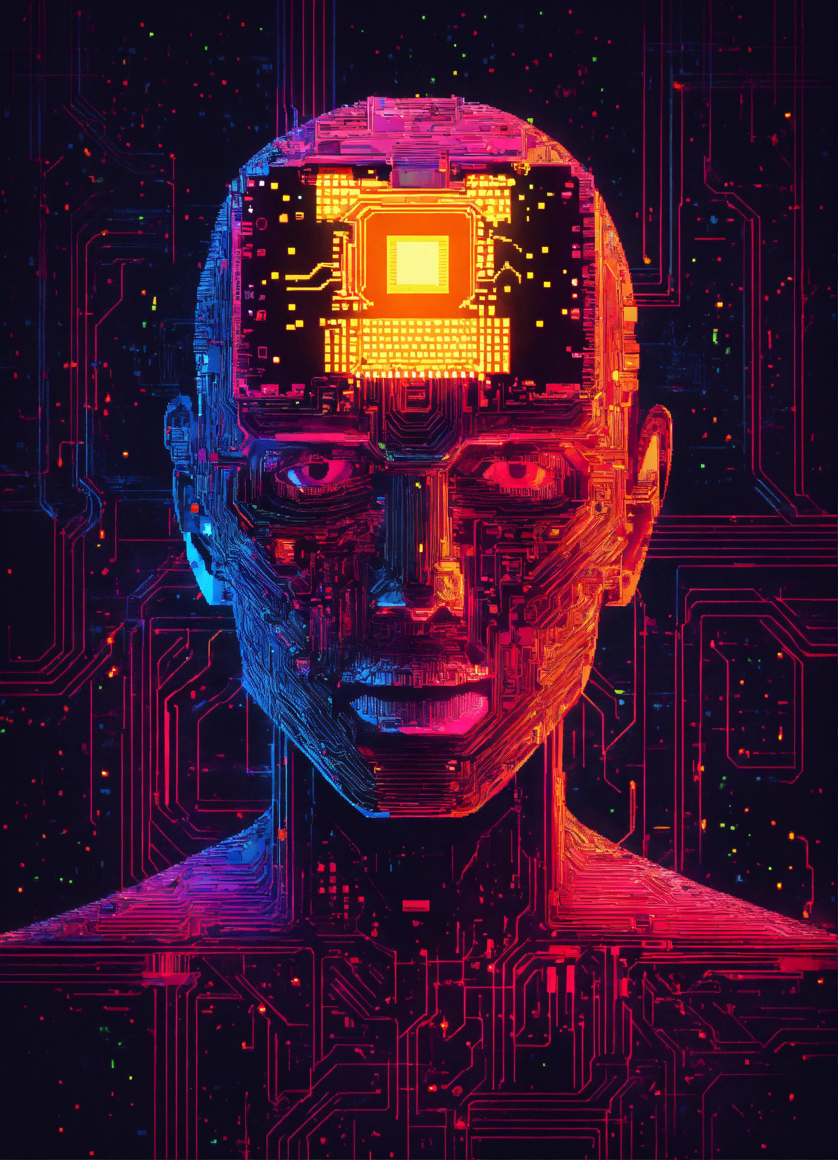 Lexica - Artificial intelligence chip computer inside of human head ...