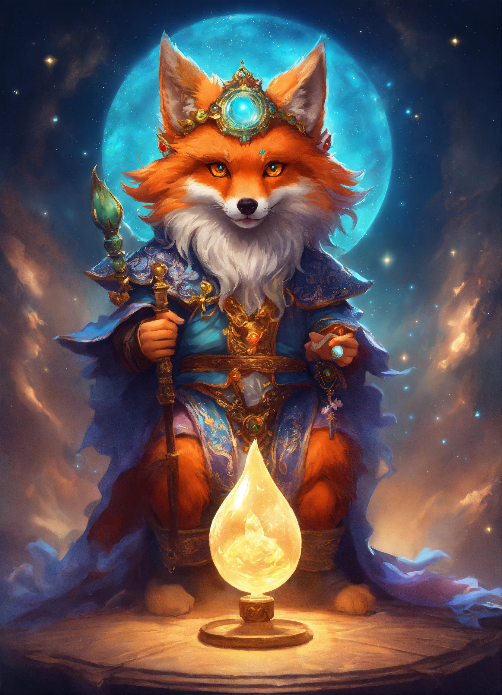 Lexica - A celestial half-Fox-Gnome God of Trickery emanating tricks ...