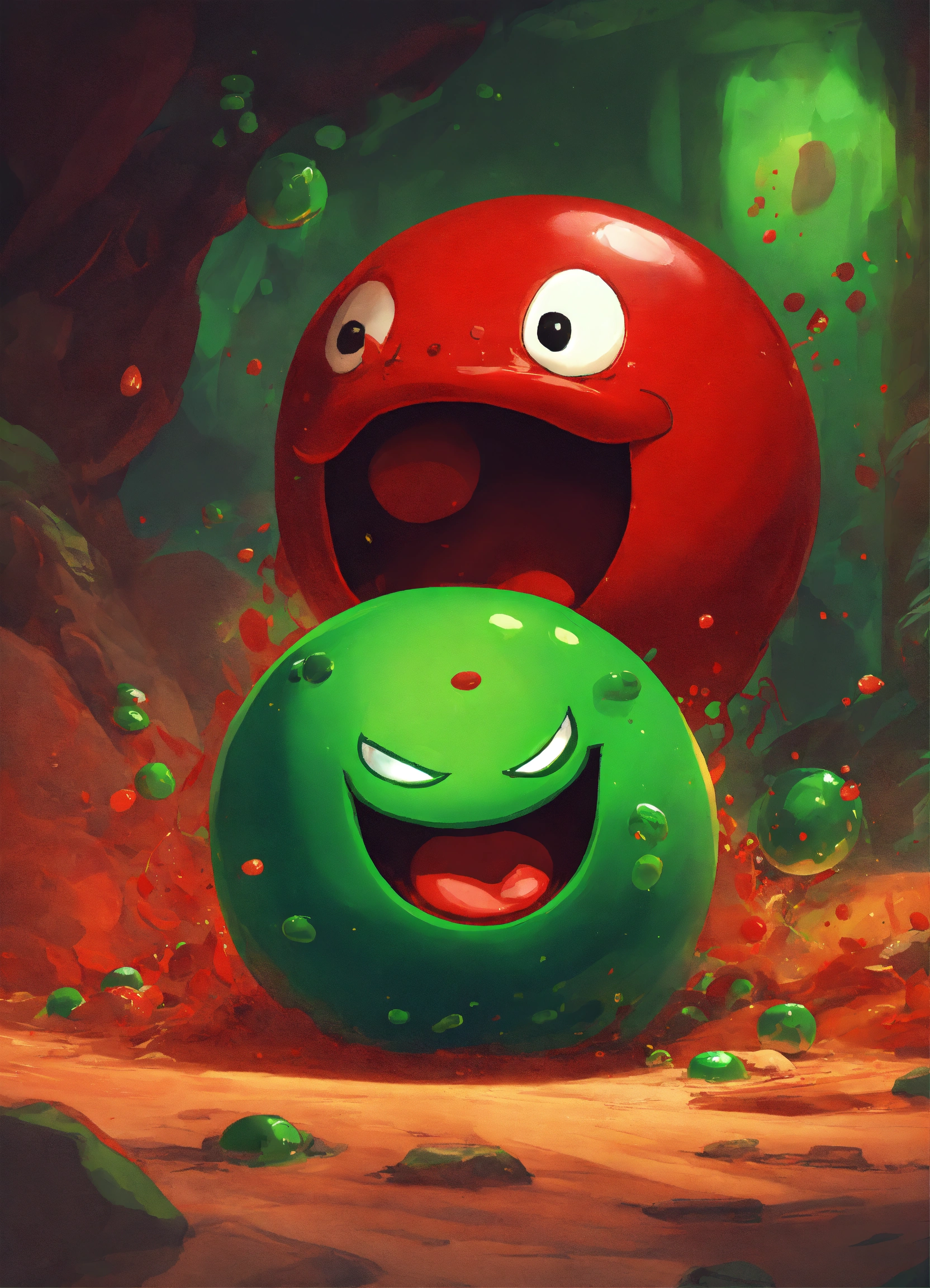 Lexica - Green blob fighting against a red blob