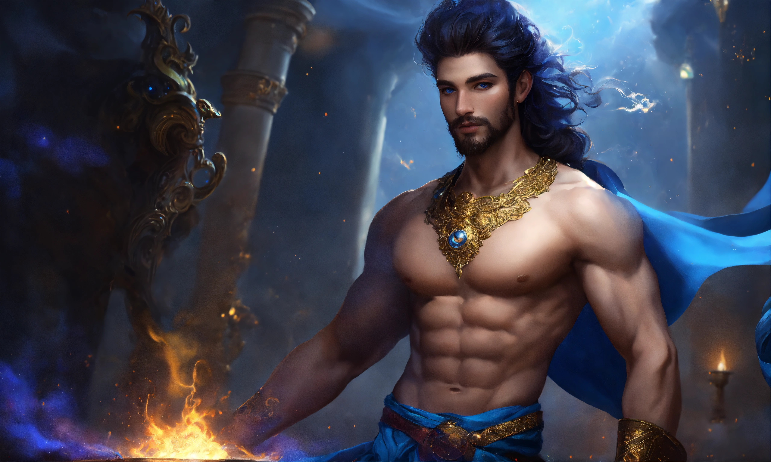 Lexica - Male genie, fantasy art, powerful magic, realistic