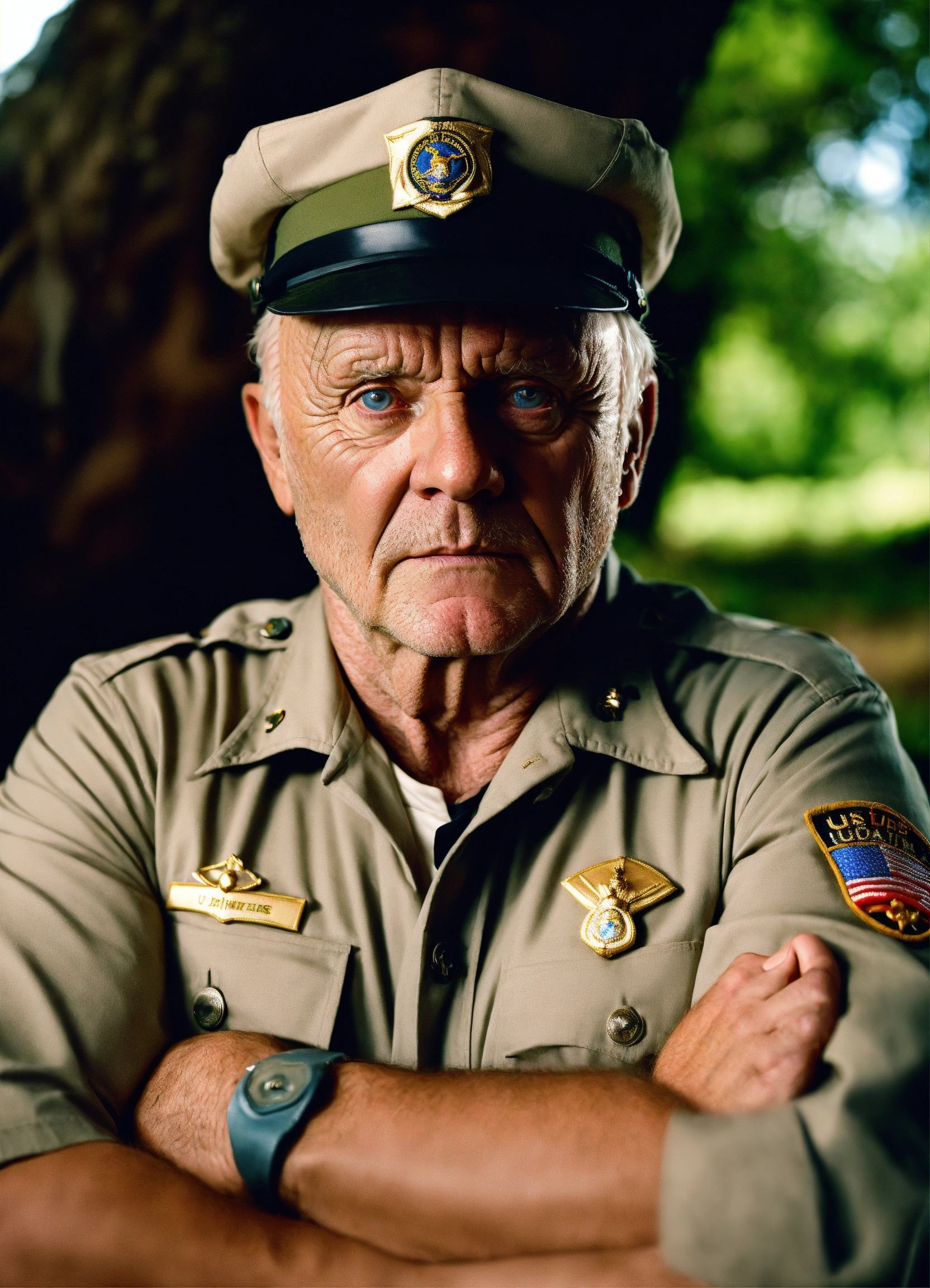 Lexica - Scared man, US PARK RANGER, FRONT VIEW, casual clothes, arms ...