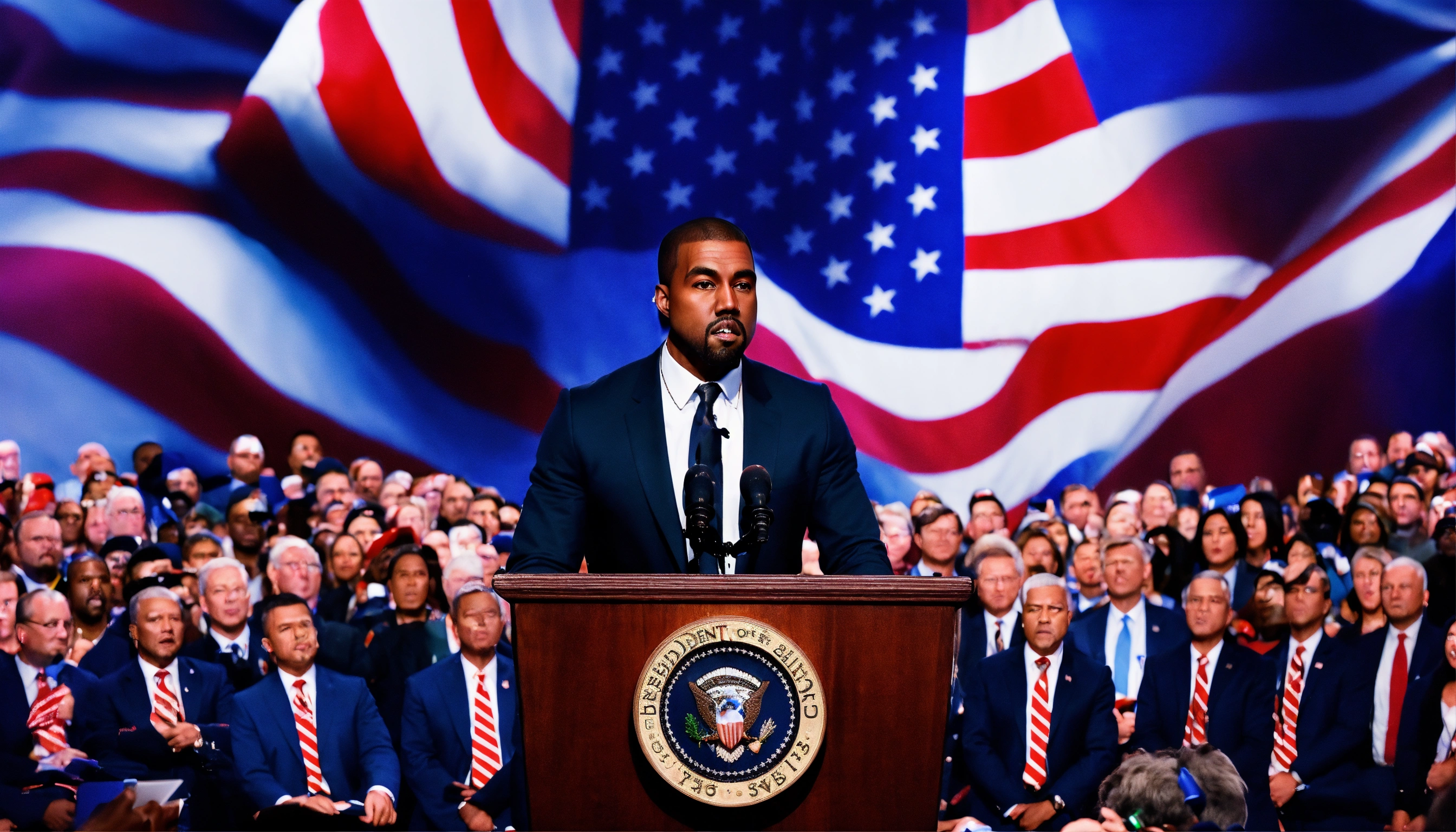 Lexica - An ultrarealistic photograph of Kanye West, president, in suit ...