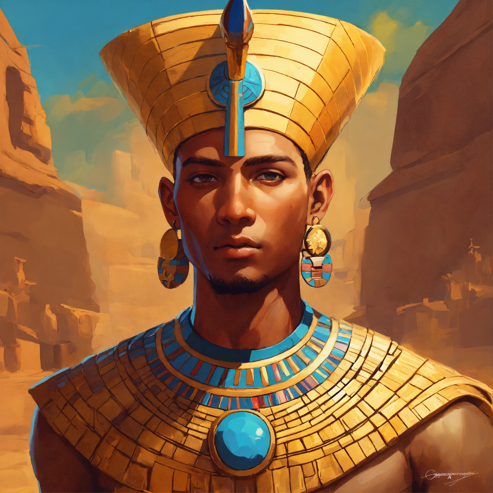 Lexica - Ramesses II, cartoon oil paint, 2D illustration style, sharp ...