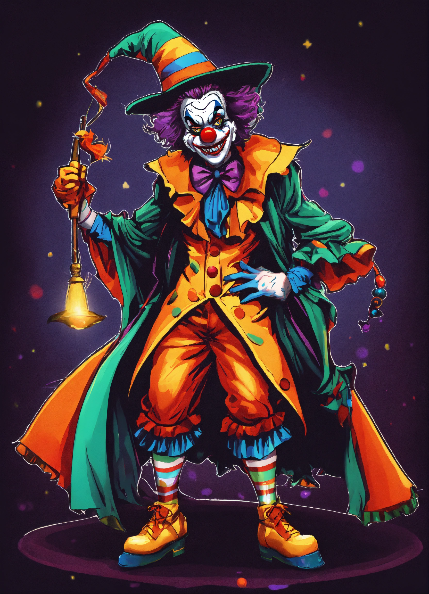 Lexica - Tattoo style image of a cartoon Trickster Clown in furo ...