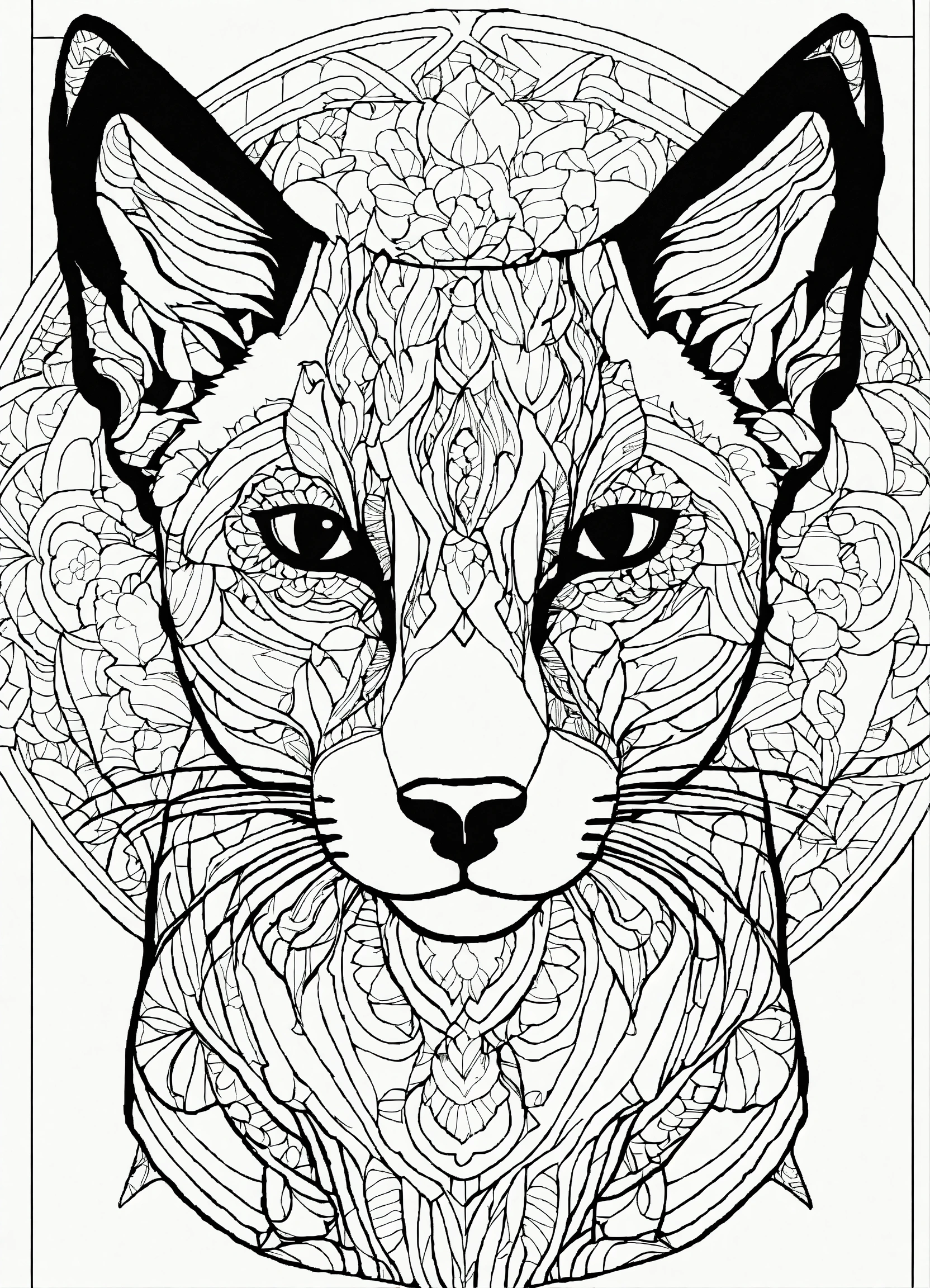 Lexica - Coloring page for adults, bold lines, dark lines, mandala ...