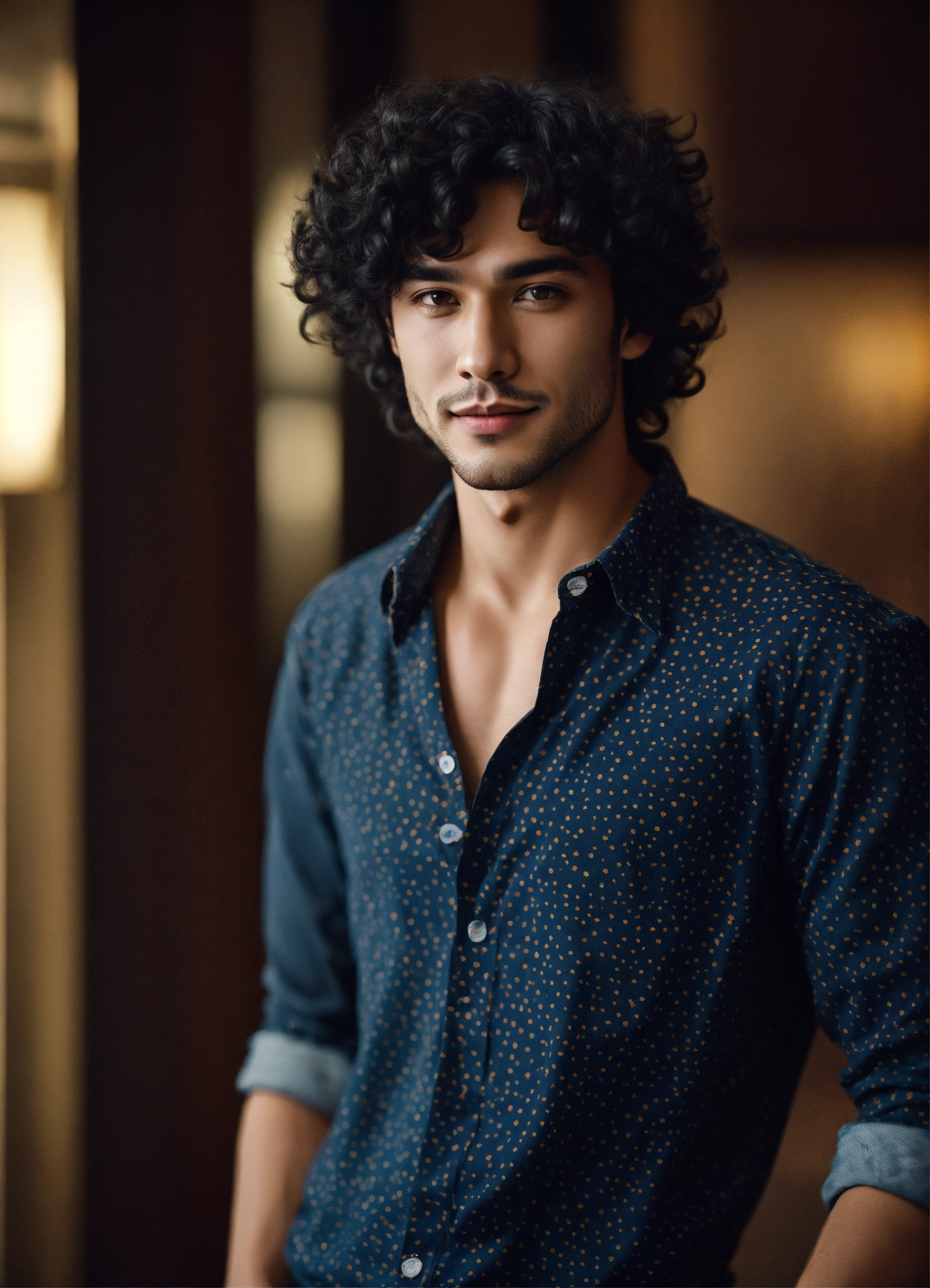 Lexica - Happy alien 25 year old male,black curly hair. angular face ...