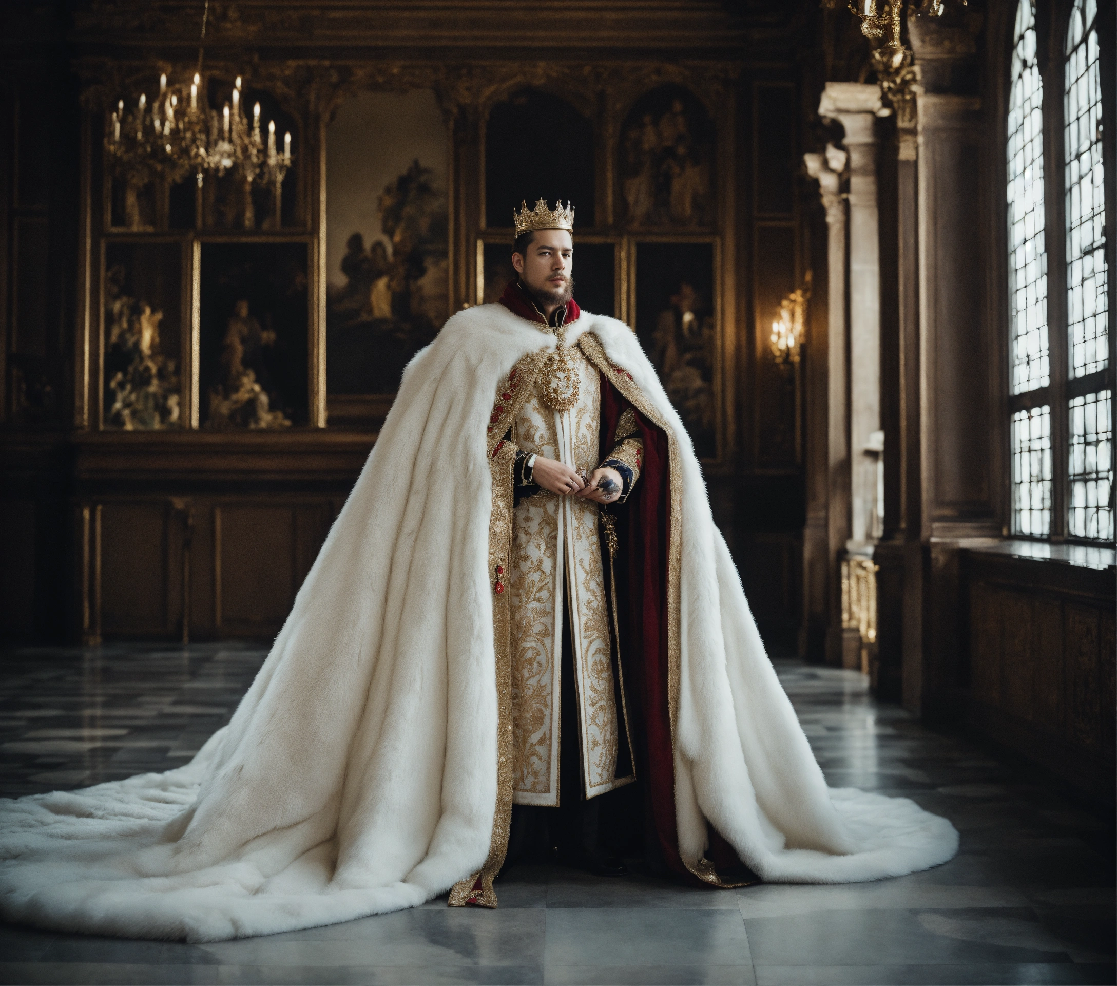 Lexica - Take photos of king in reference style,White skin, full length ...