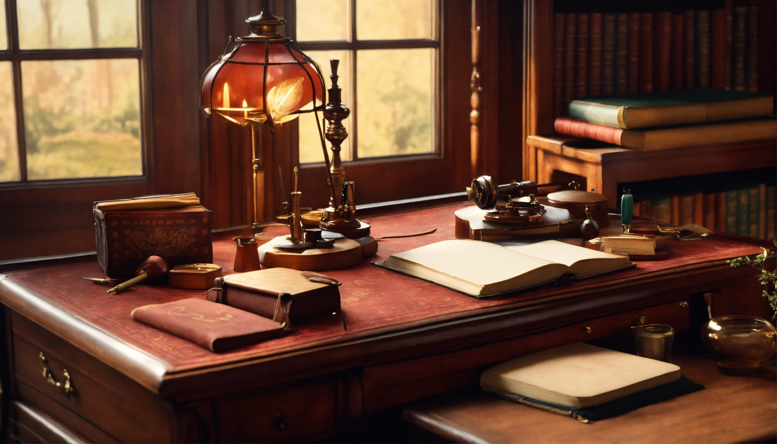 Lexica - Victorian era study with a Mahogony desk with an open ...