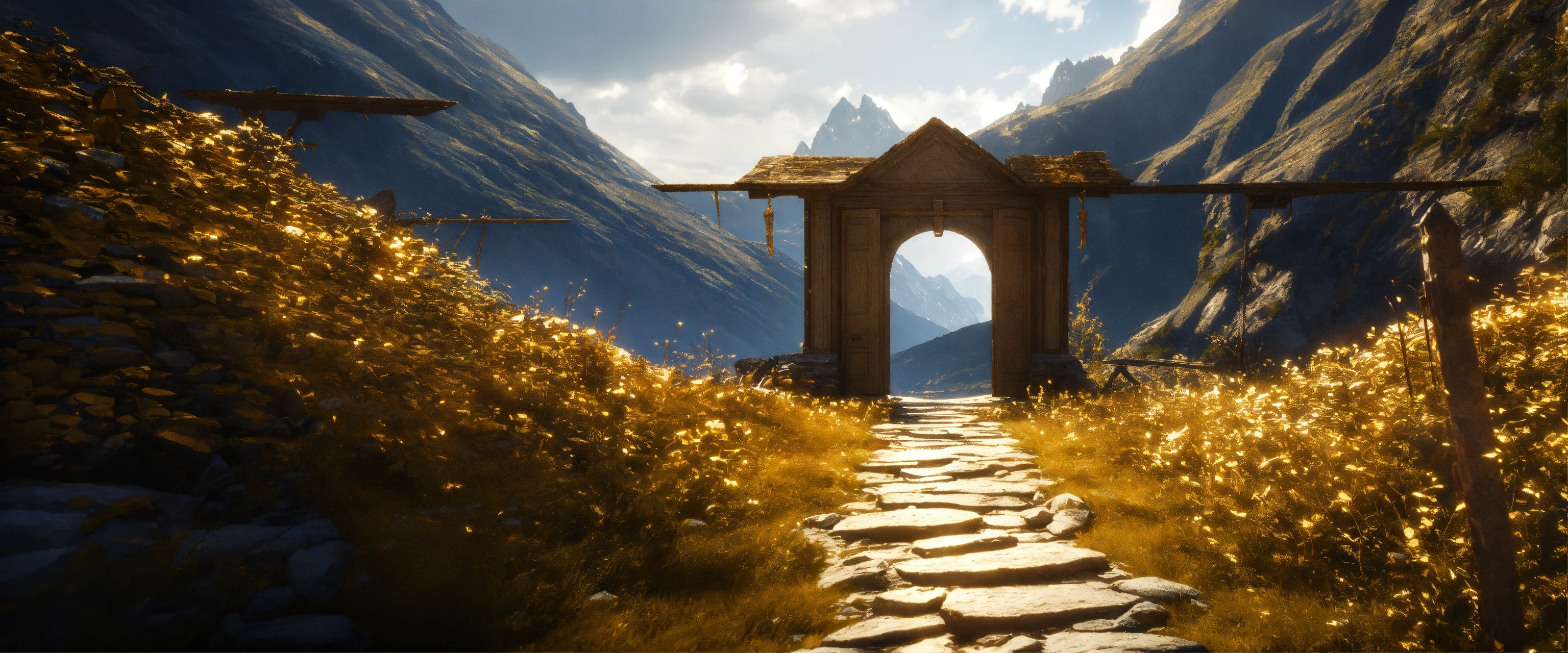 Lexica - Hidden stone pathway, secret door, mountains, environment ...
