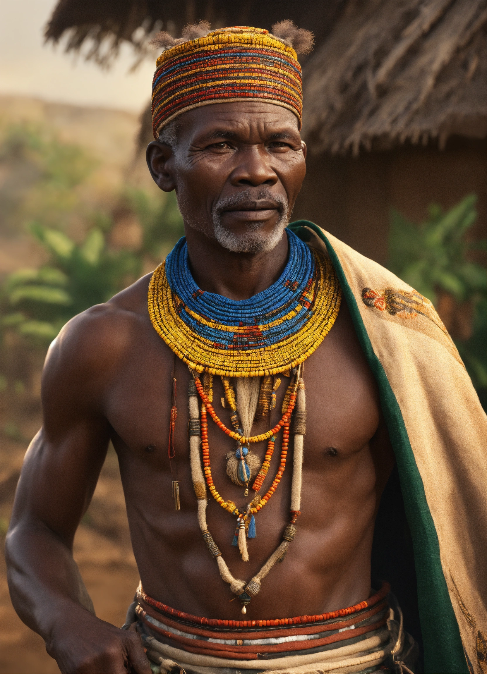 Lexica - Primitive african old village man, strong cheek bones, wearing ...