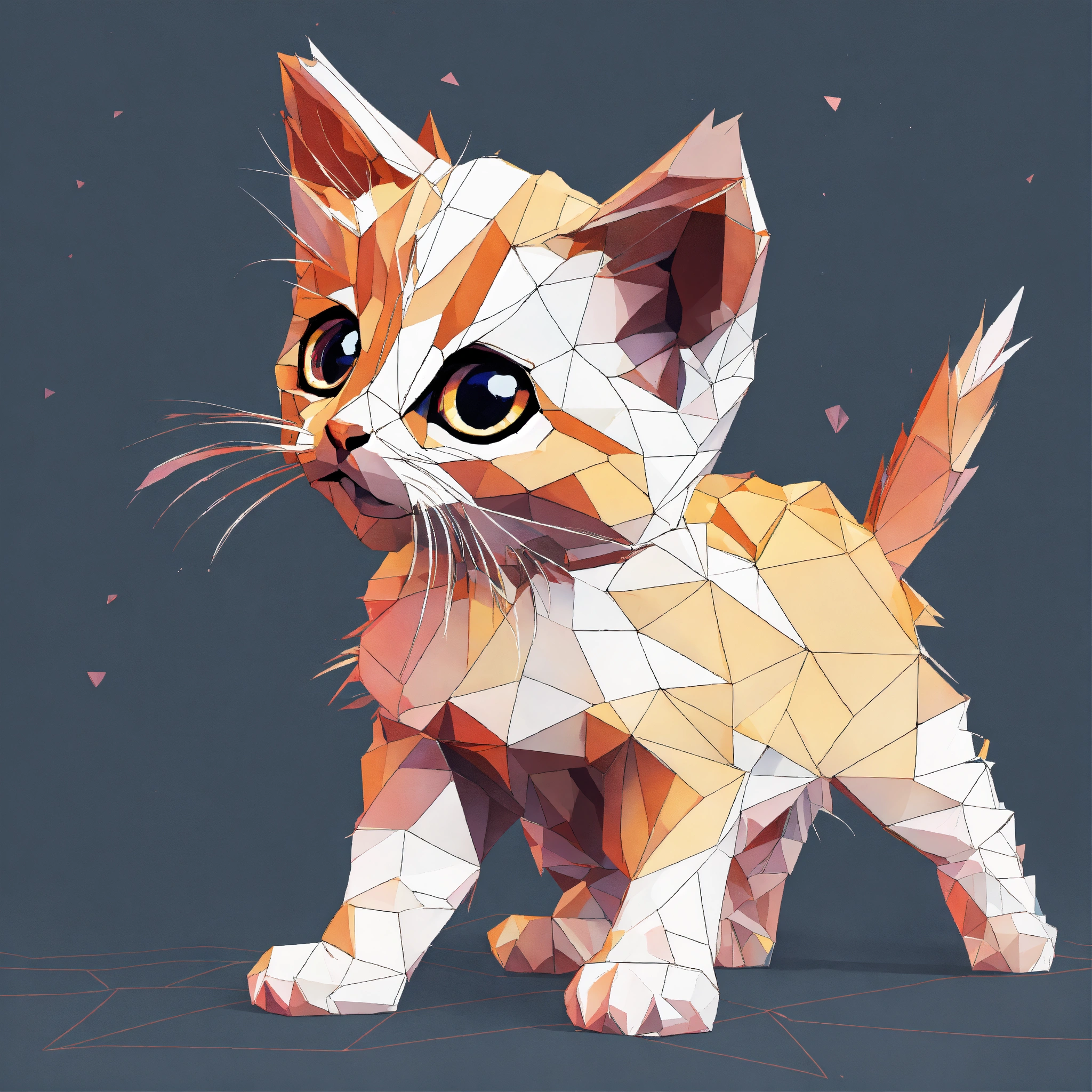 Lexica - Low poly quill art no color line drawing of a kitten with its ...