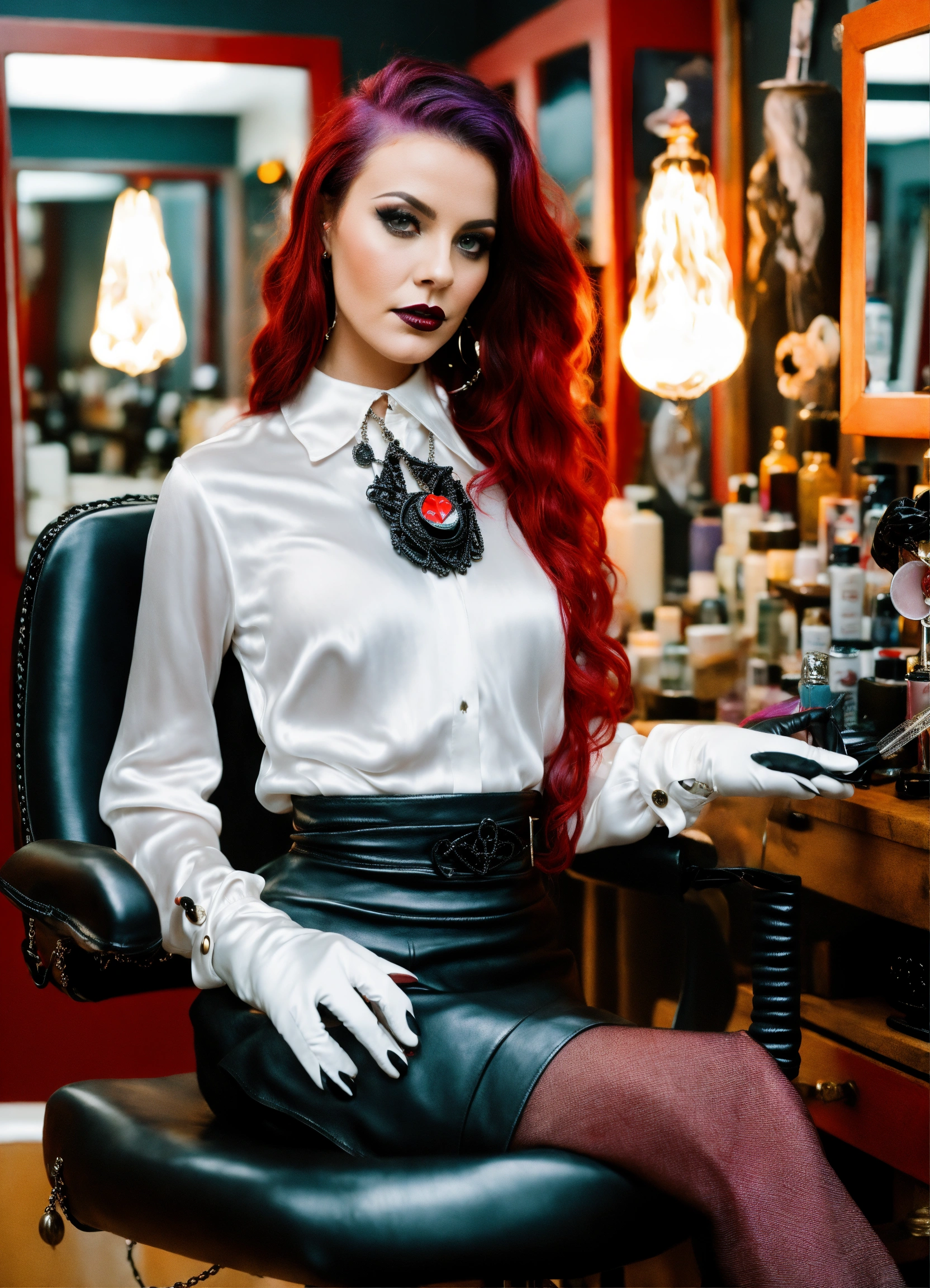 Lexica - Beautiful occult Satanic Goth Witch Hair Stylist wearing a ...