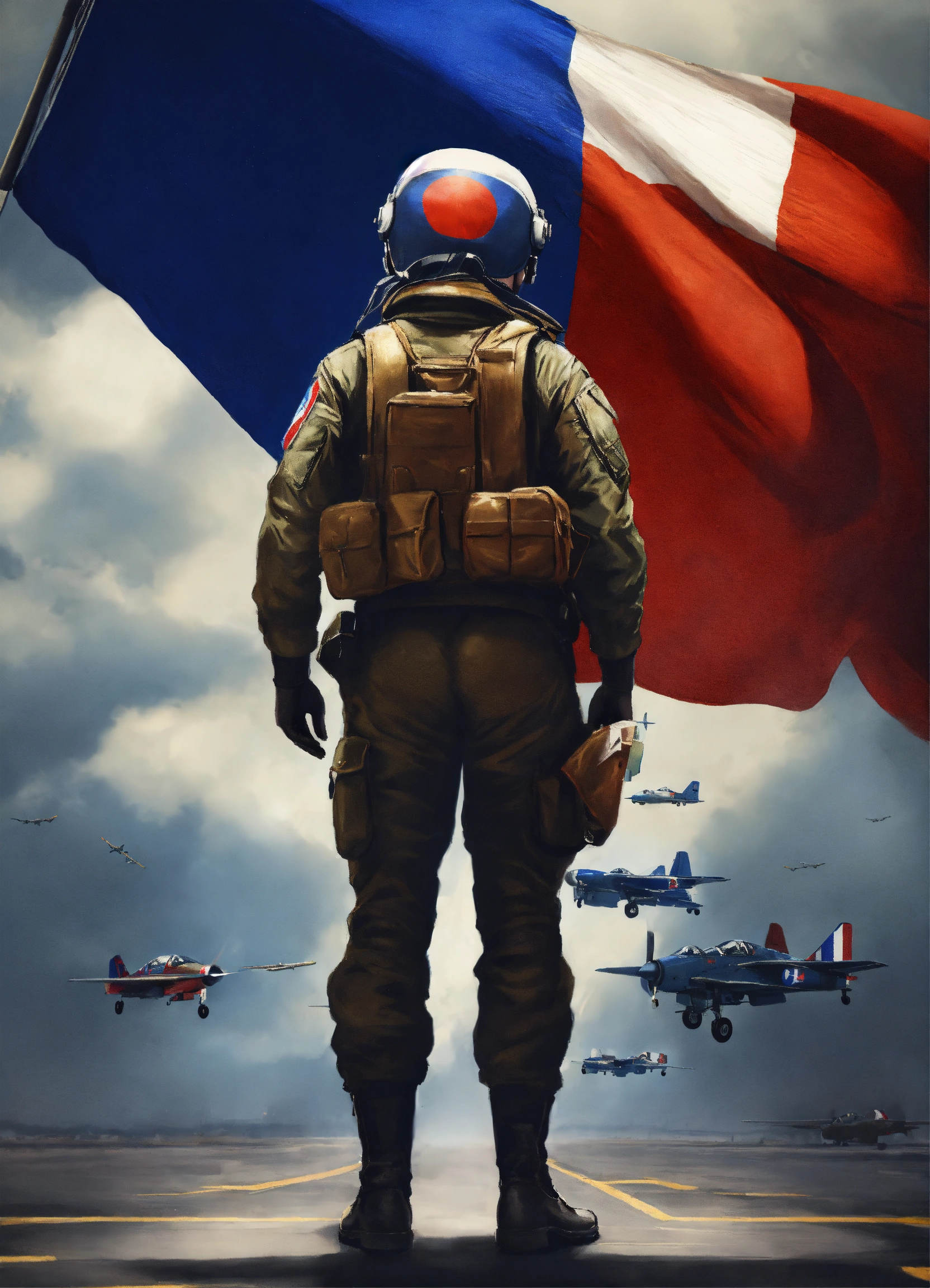 Lexica - French fighter pilot with the flag on the back