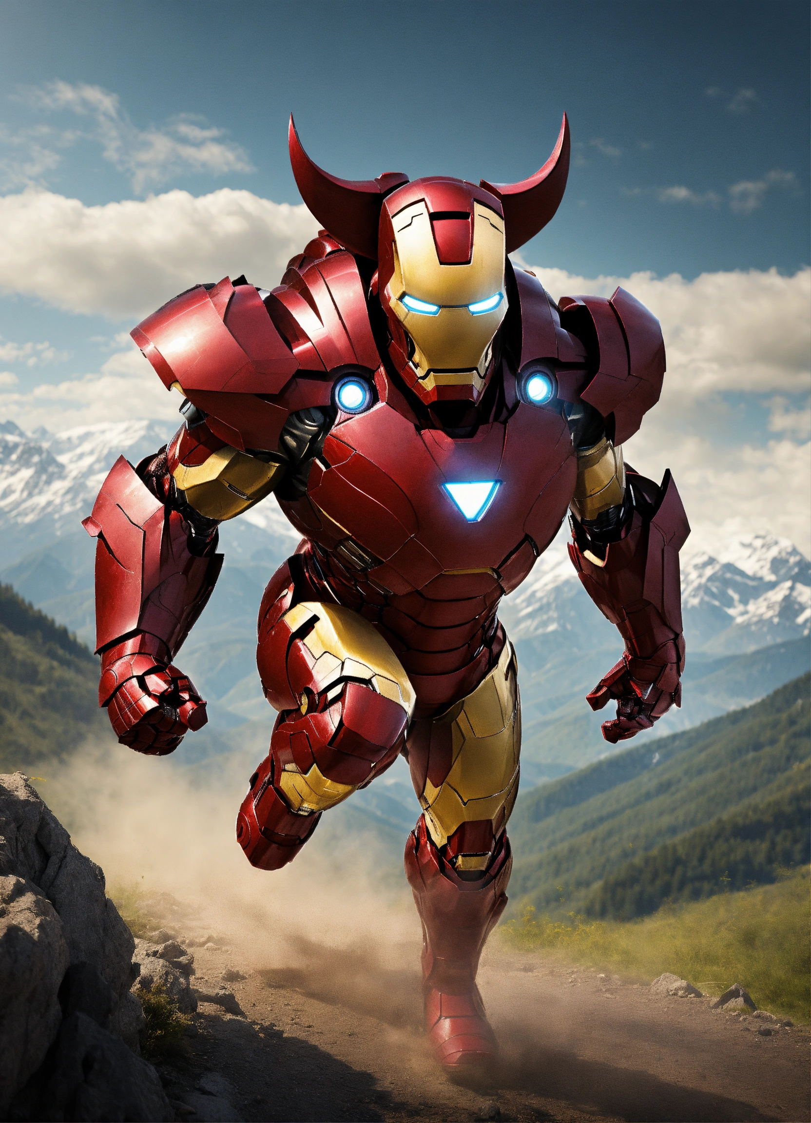 Lexica - Humoristic Iron Man body mixed with wild boar head running in ...