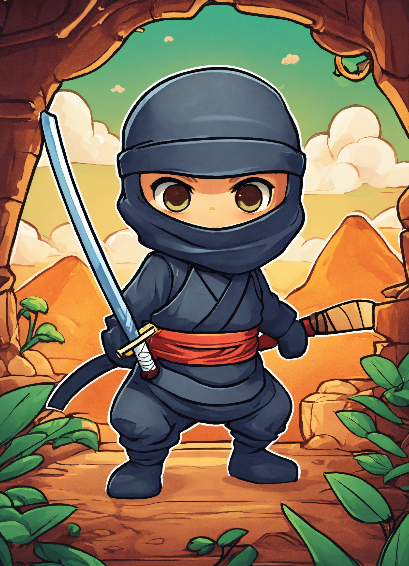Lexica - Generate a cute Little ninja cover stunning illustration, 4K ...