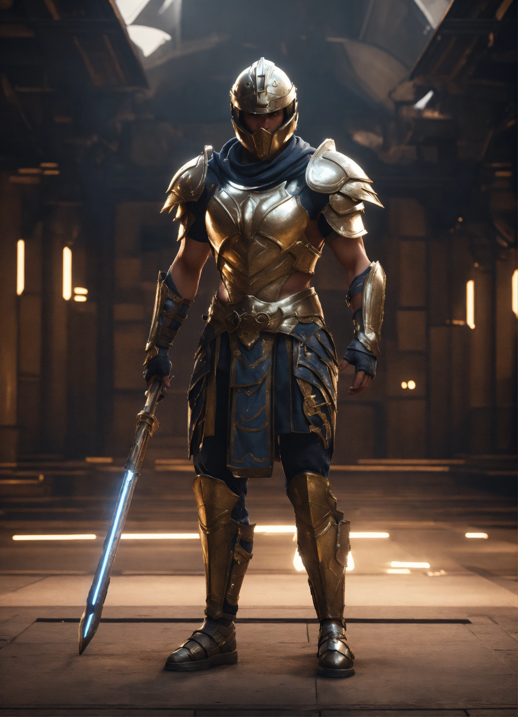 Lexica - Full body of a sci fi gladiator, male, slender body ...