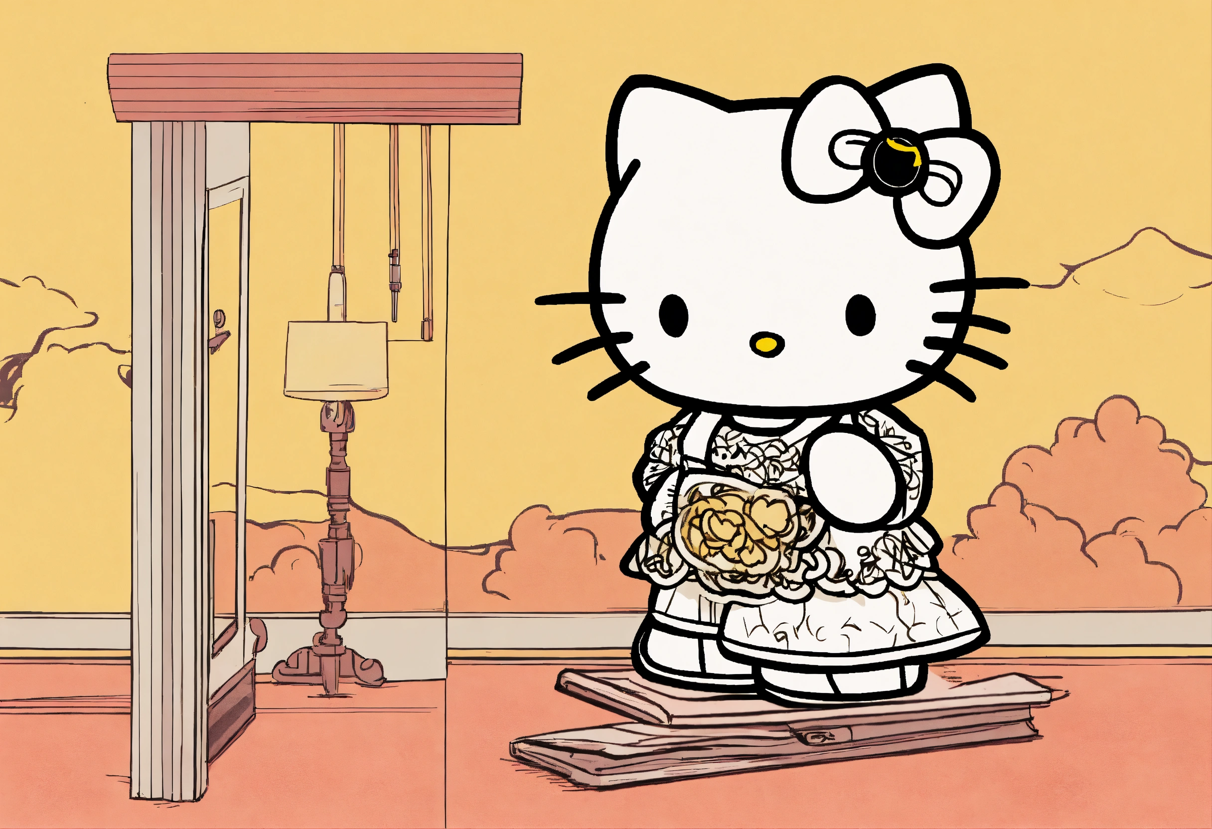 Lexica - Traditional hand-drawn animation of Hello Kitty and her shadow ...
