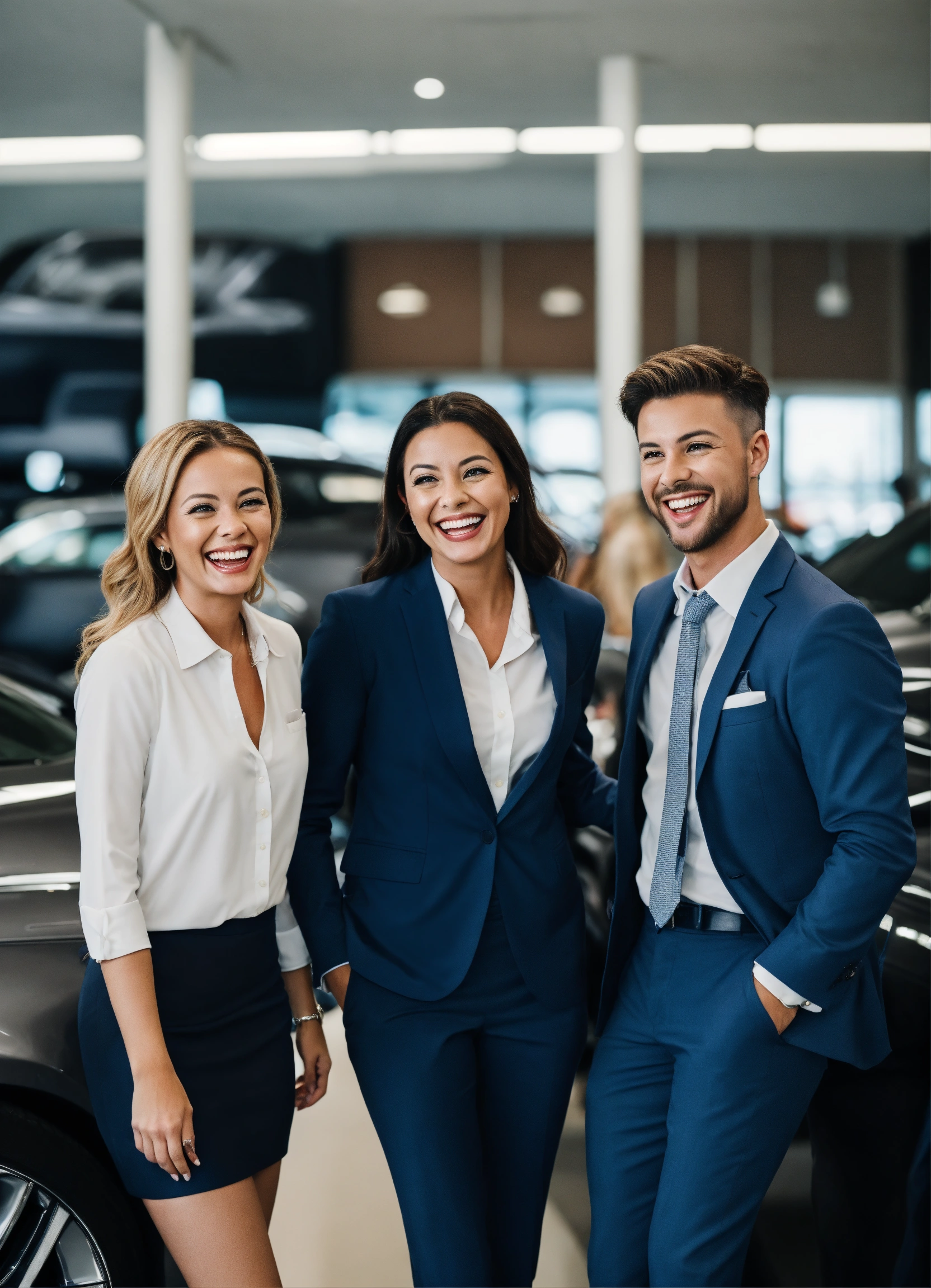 Lexica - Candid photo at a car dealership of 2 women and 2 men. The ...