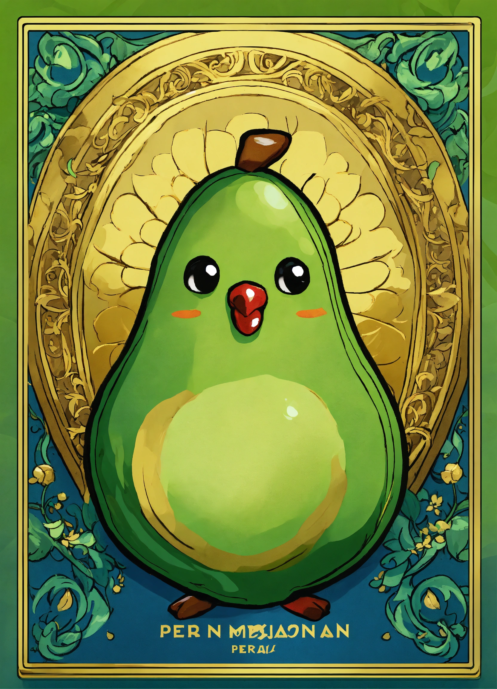 Lexica - A green pear, based on the card "la pera" of the mexican ...