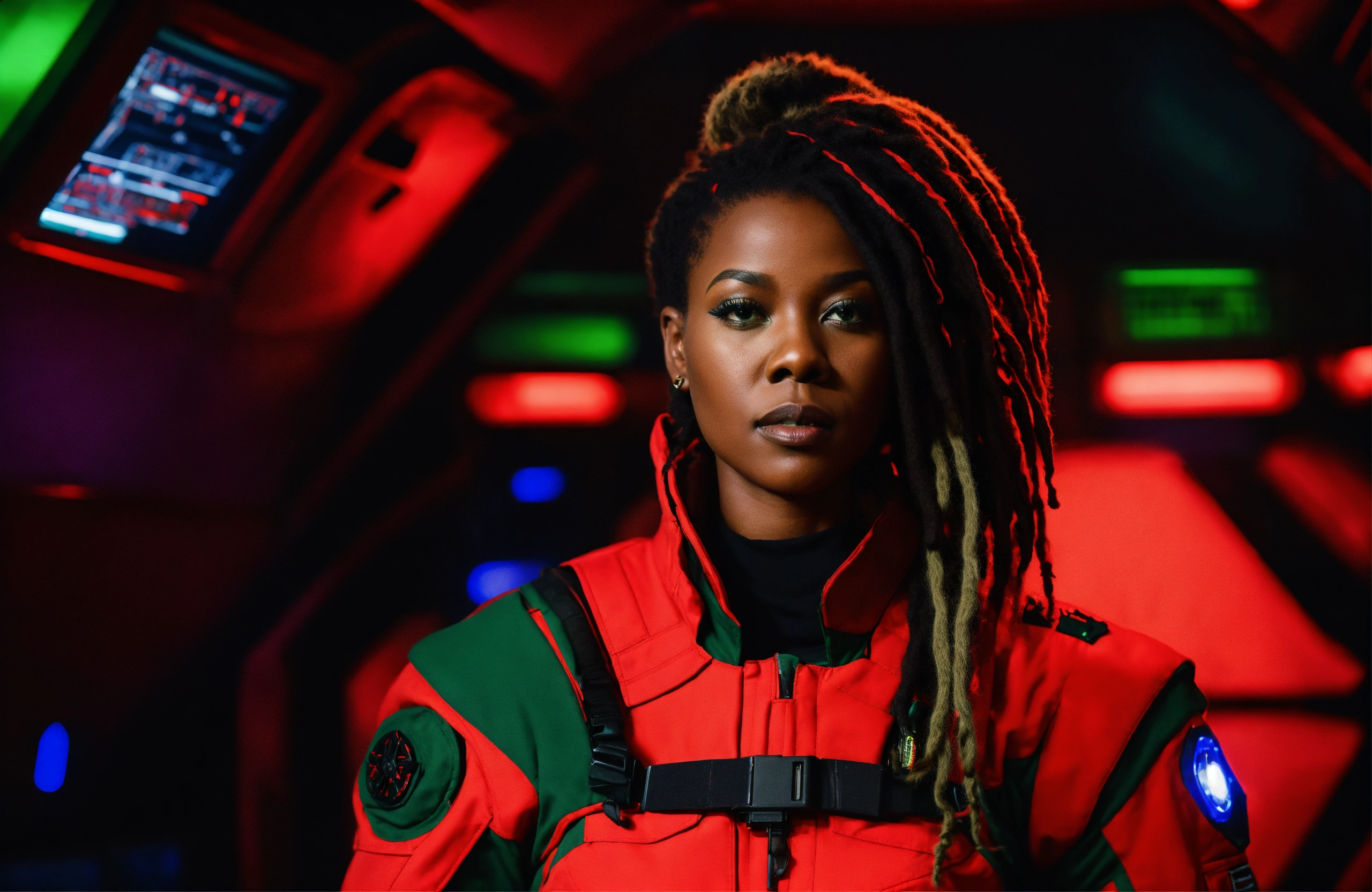 Lexica - Full body view of a serious black woman with dreadlocks as a ...