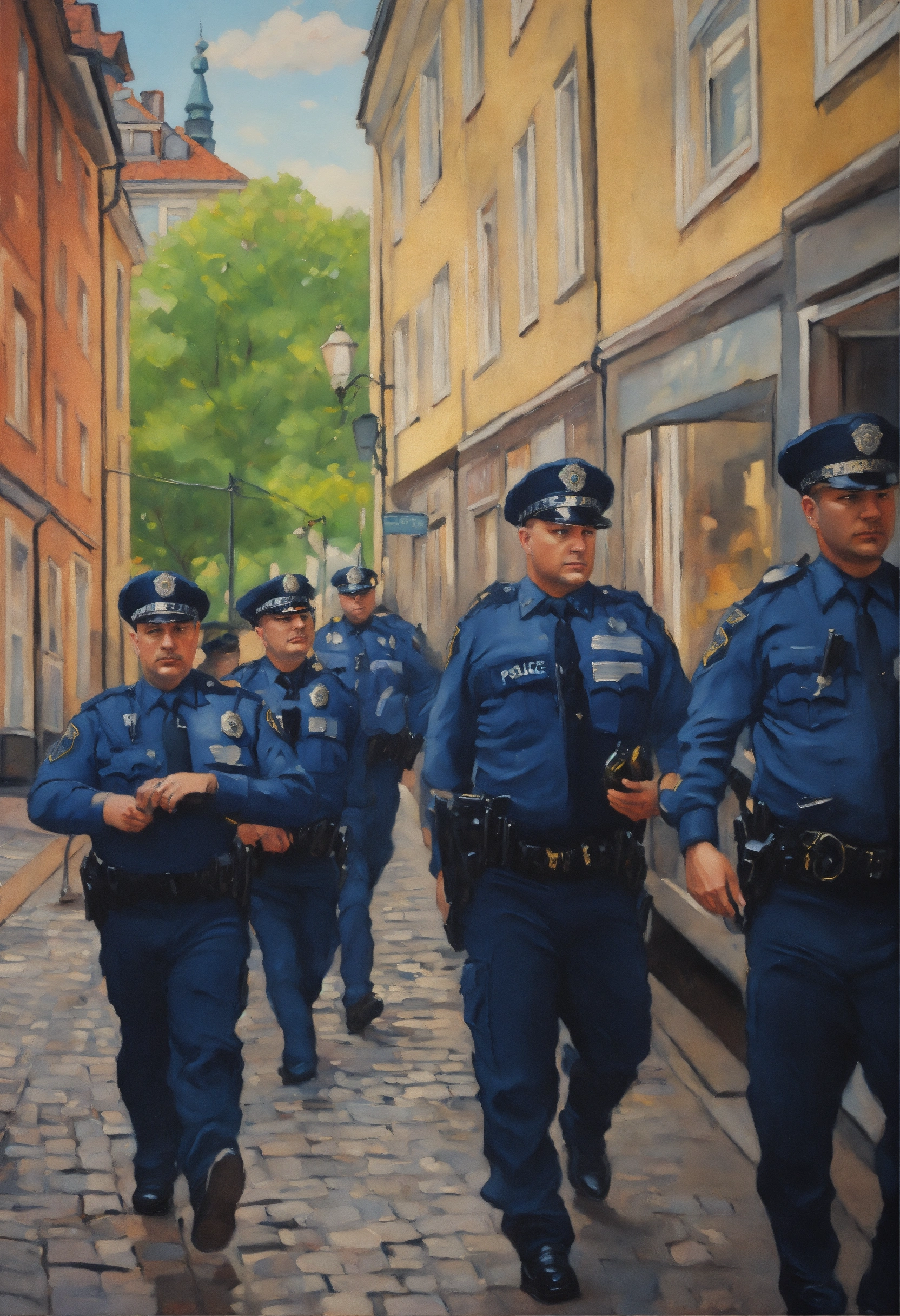 Lexica - Gothenburg police, cartoon oil painting