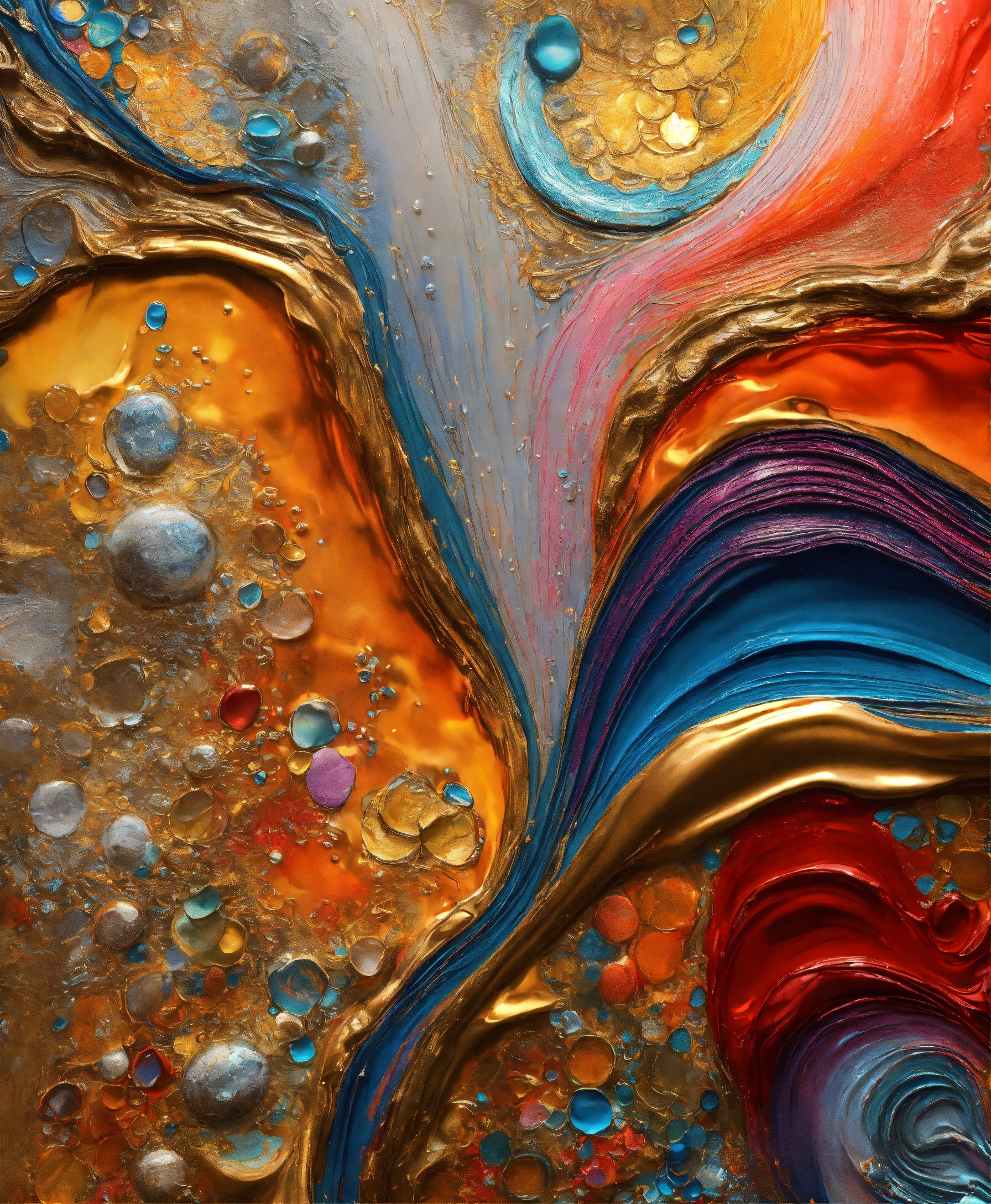 Lexica - Colorful abstract painting oil and water complex complicated bright vivid colors ...