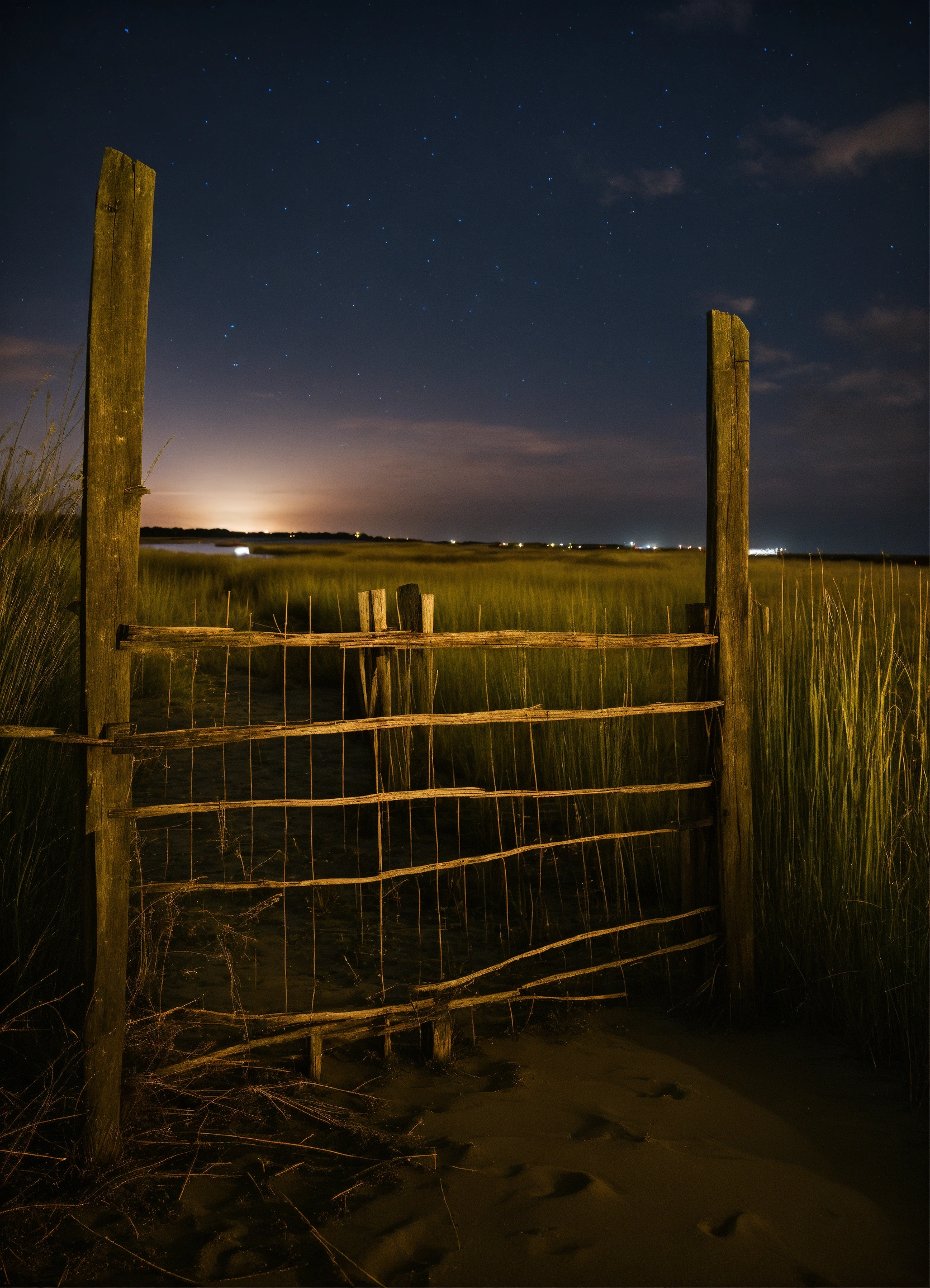 Lexica - Norfolk salt marshes, beach at night, rickety old fence
