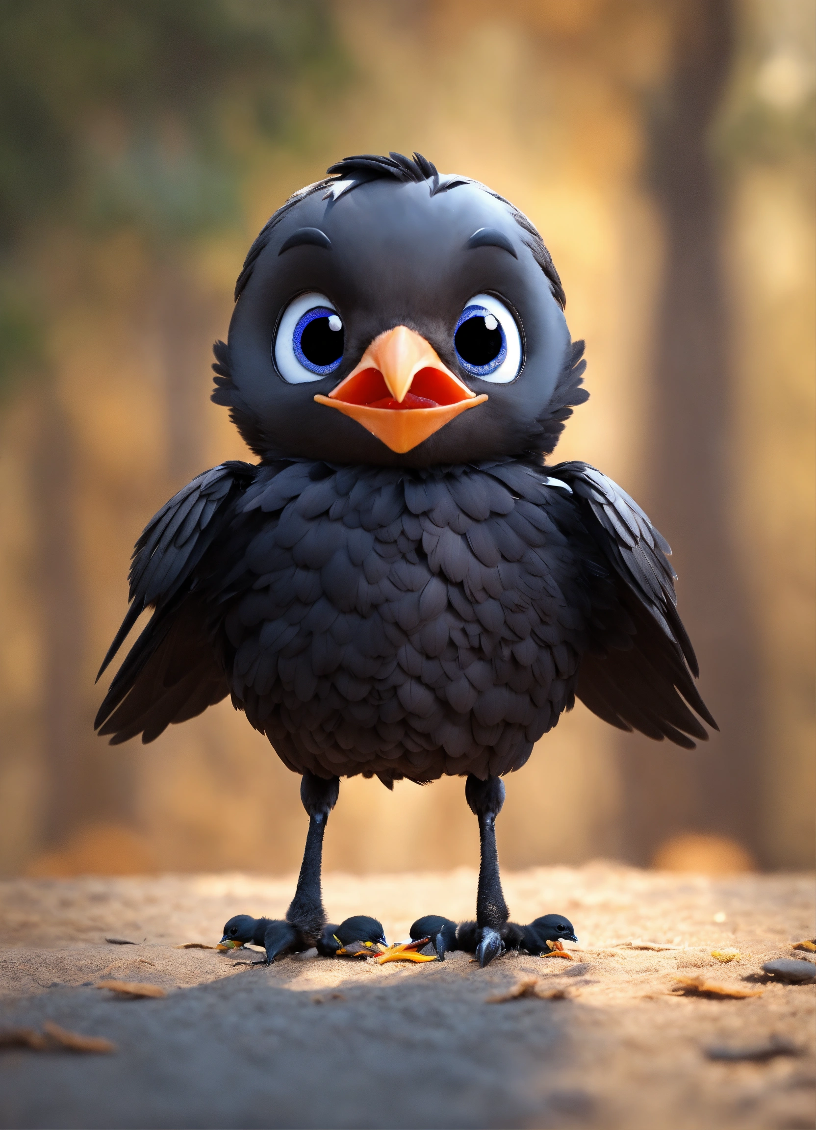 Lexica - Create a cute and cute baby crow with cute eyes, looking in ...