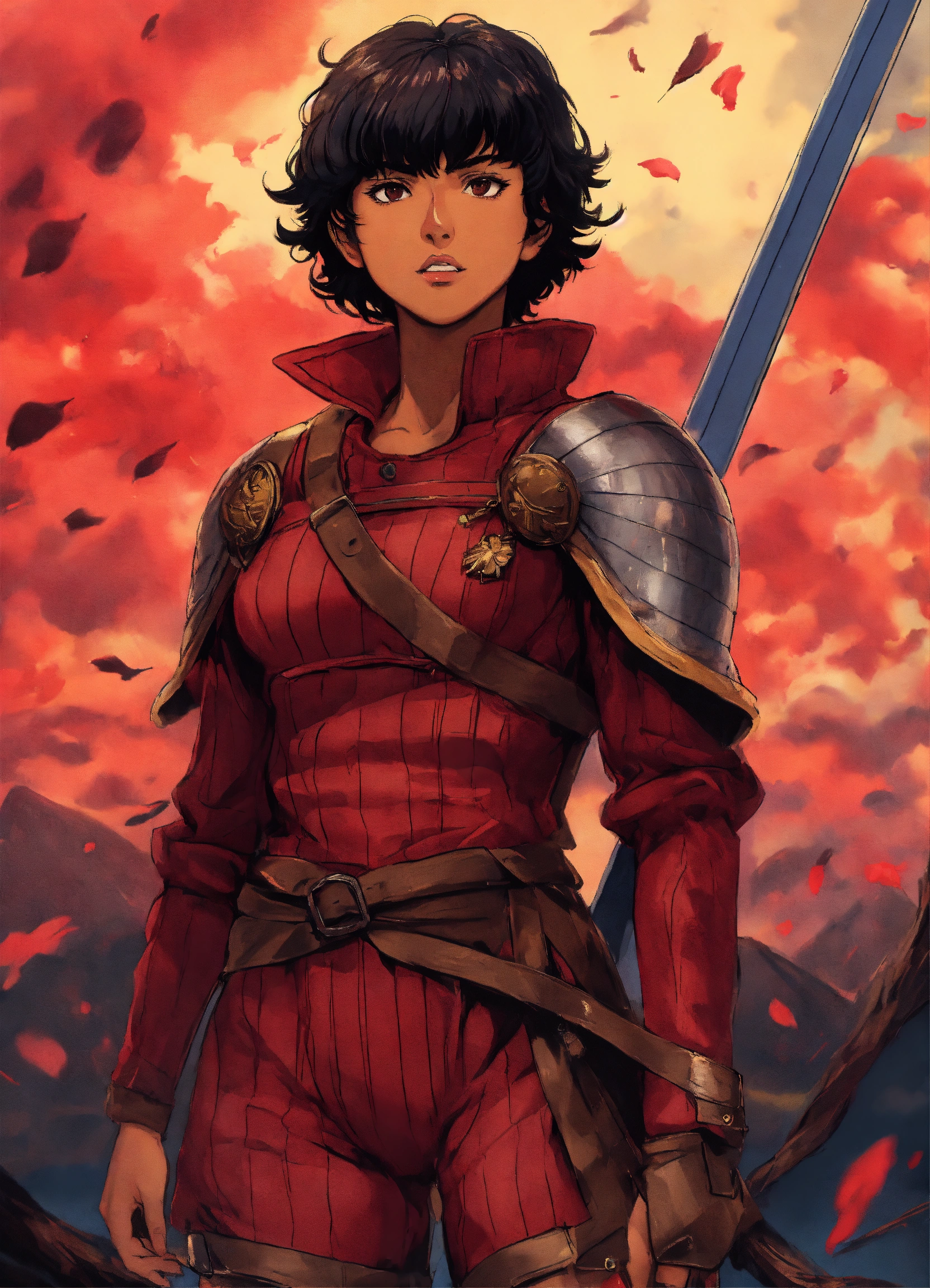 Lexica - Full body Cartoon art of Casca from Berserk, brown skin, short ...