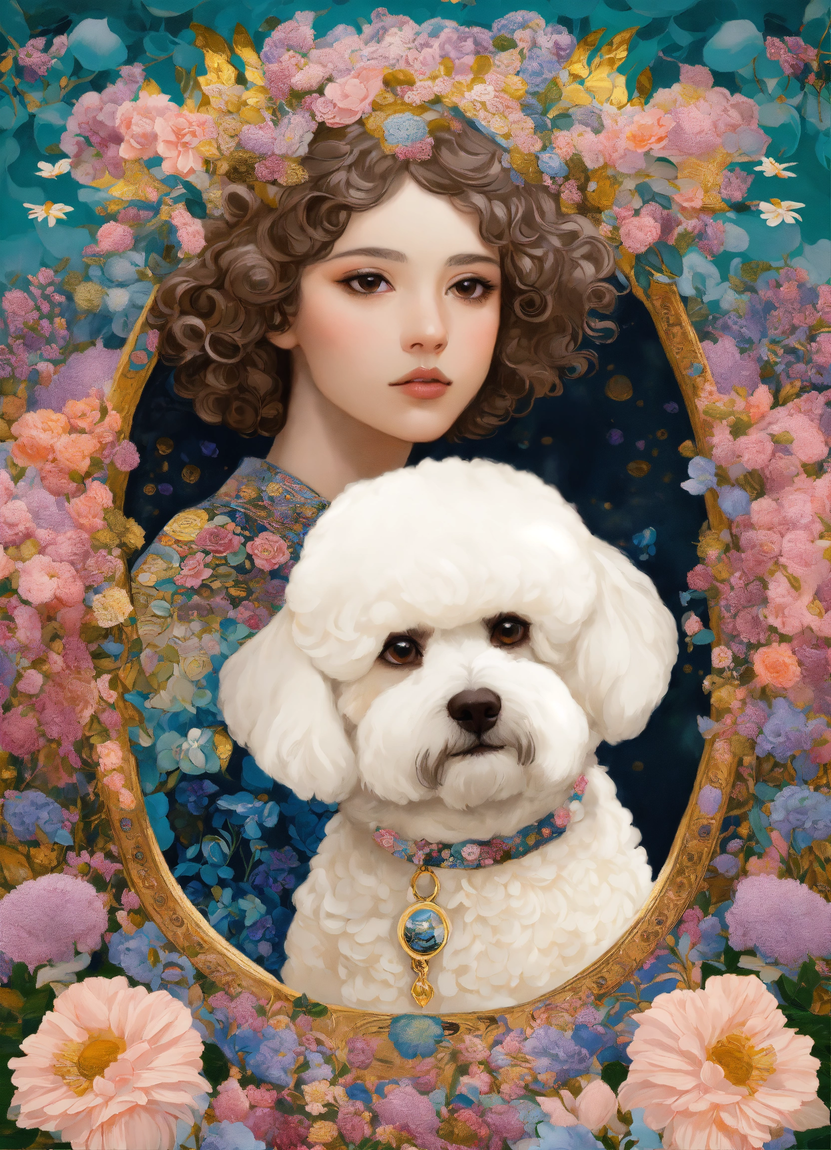 Lexica - Gustav Klimt overwhelmingly beautiful bichon friese framed ...