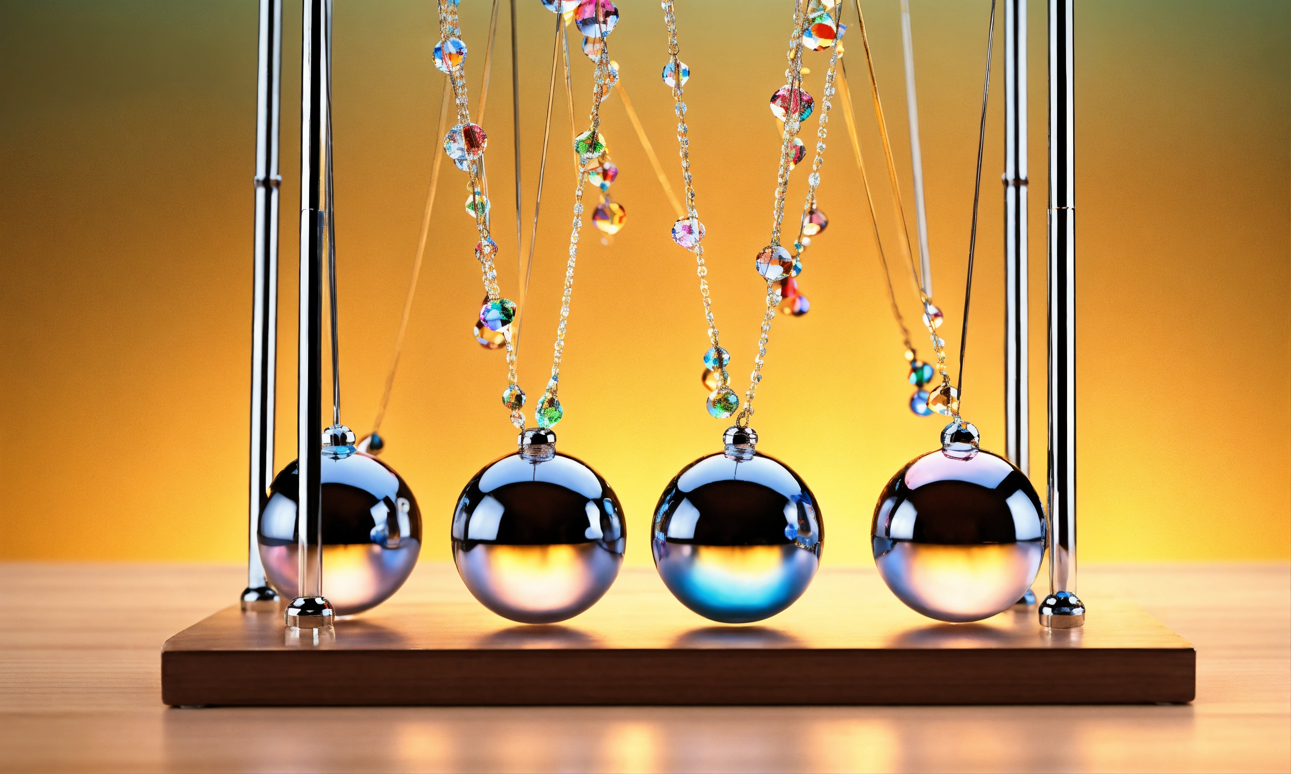 Lexica - Newtons cradle, five crystal clear transparent bouncing balls ...