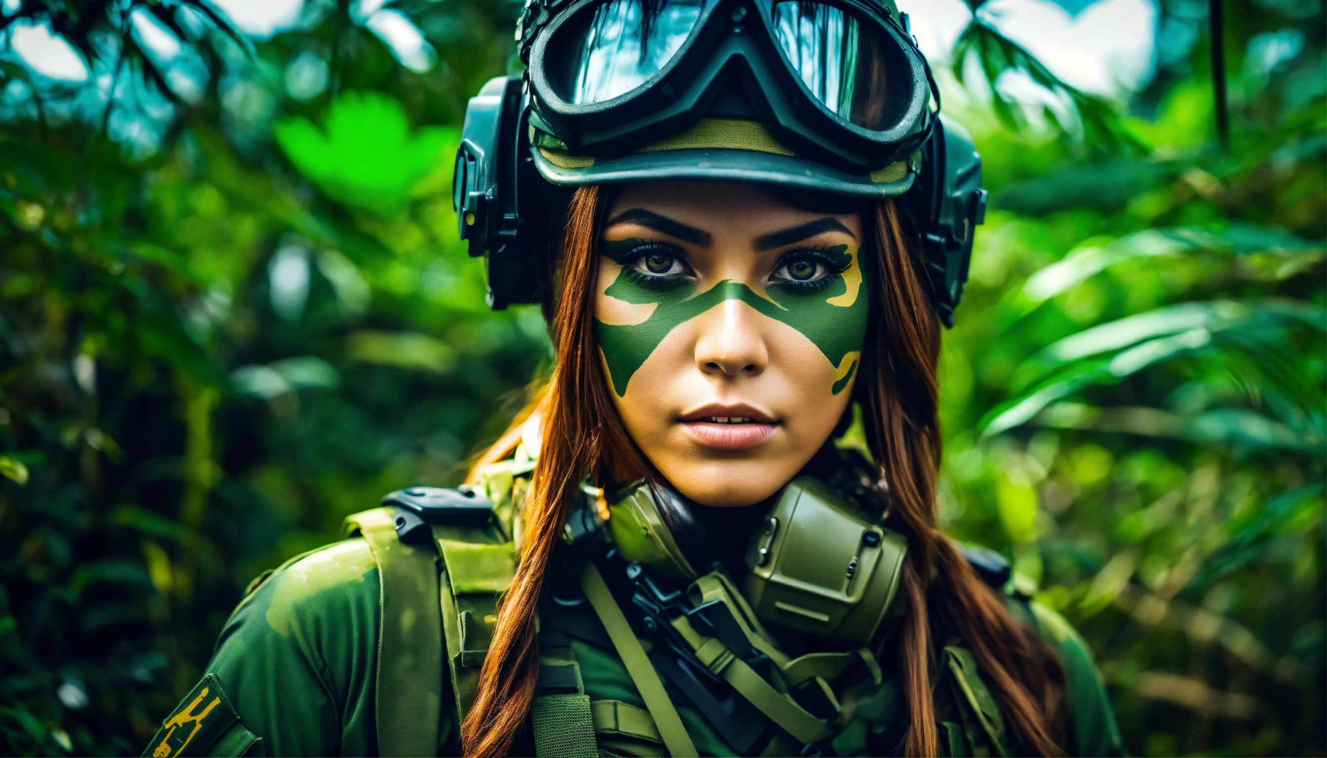 Lexica - Female commandos cosplay in jungle, perfect face, camouflage ...