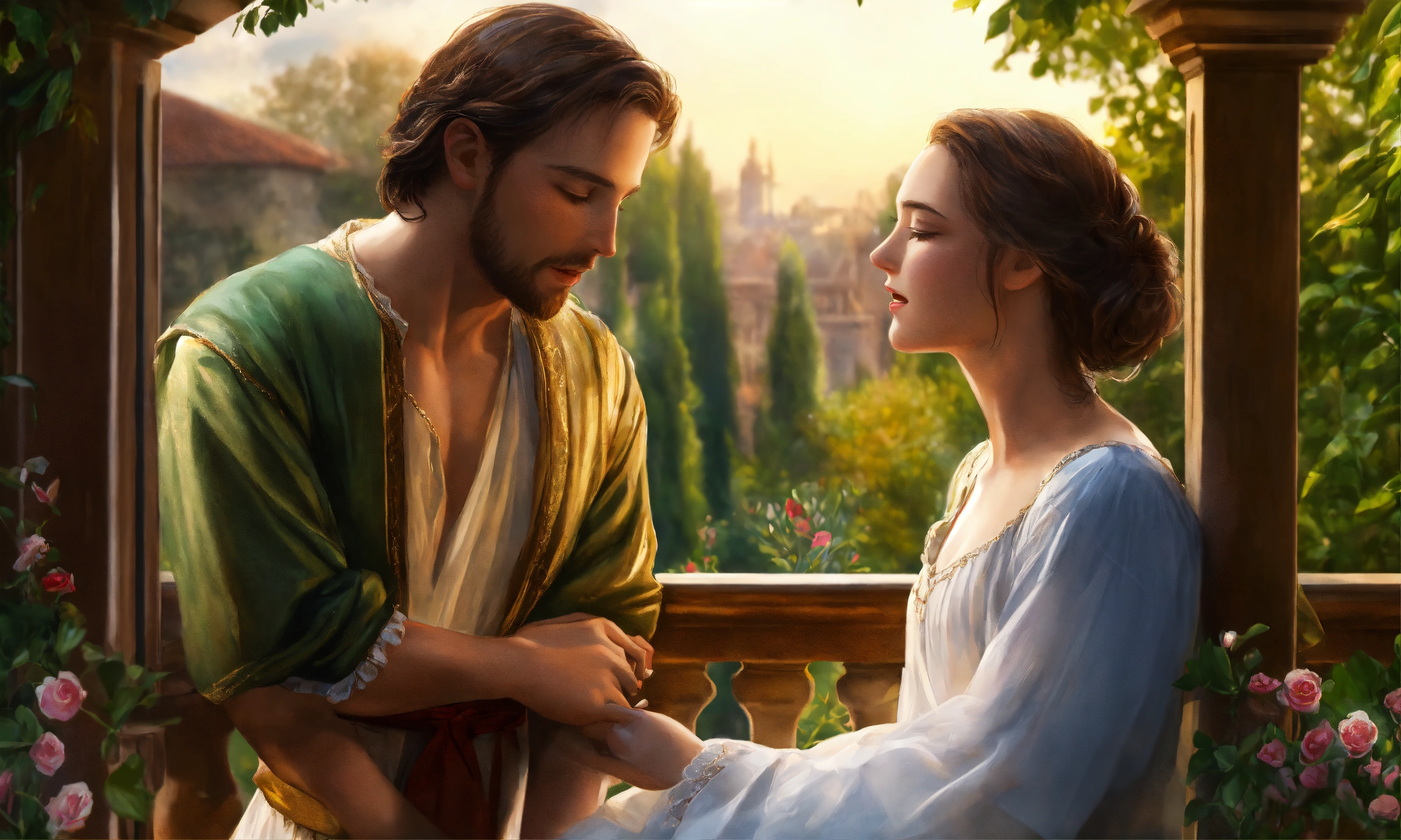 Lexica - Realistic image of Shakespeare's Juliet is on a balcony, Romeo ...