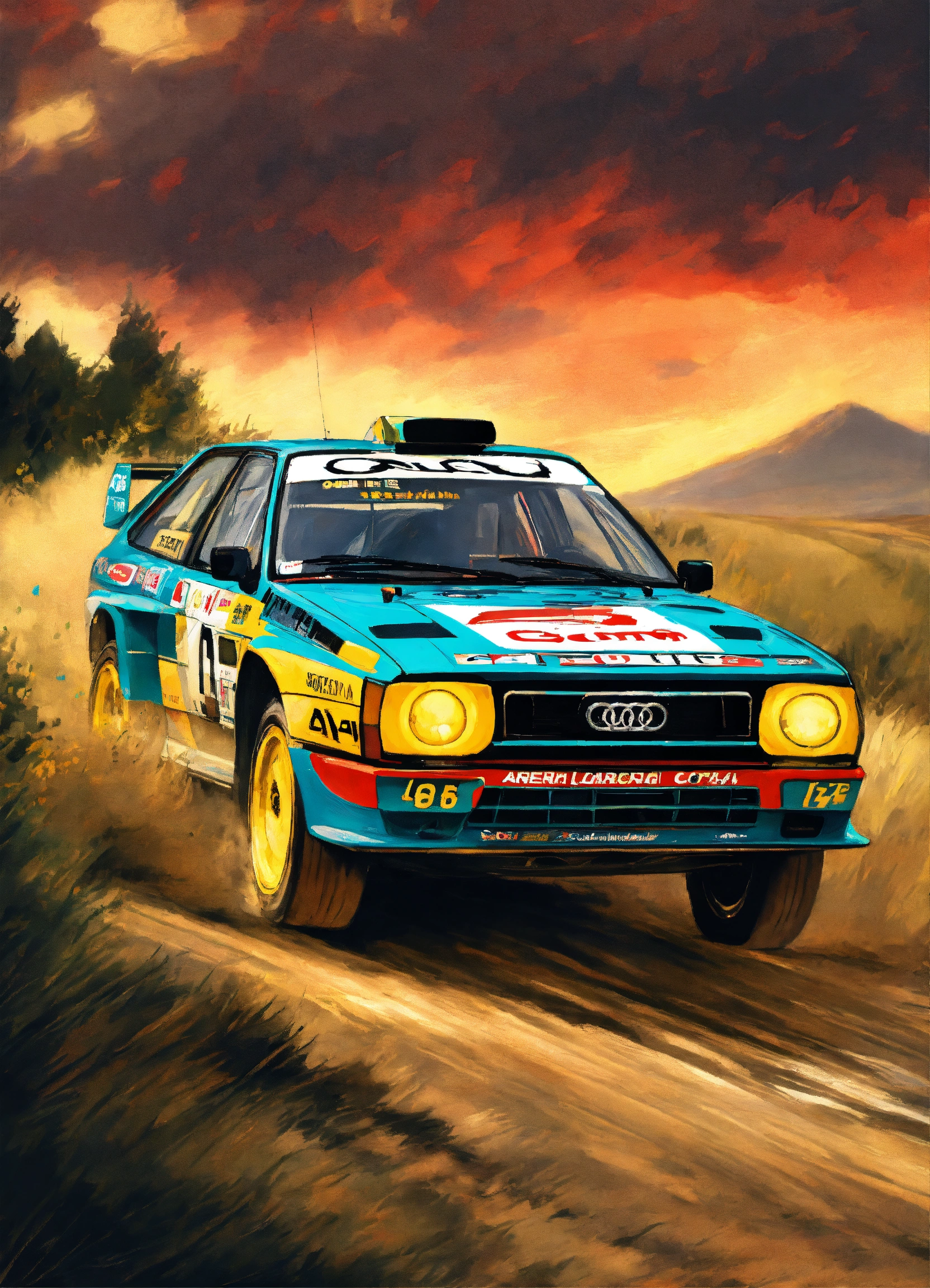 Lexica - Audi sport quattro rally van gogh style painting