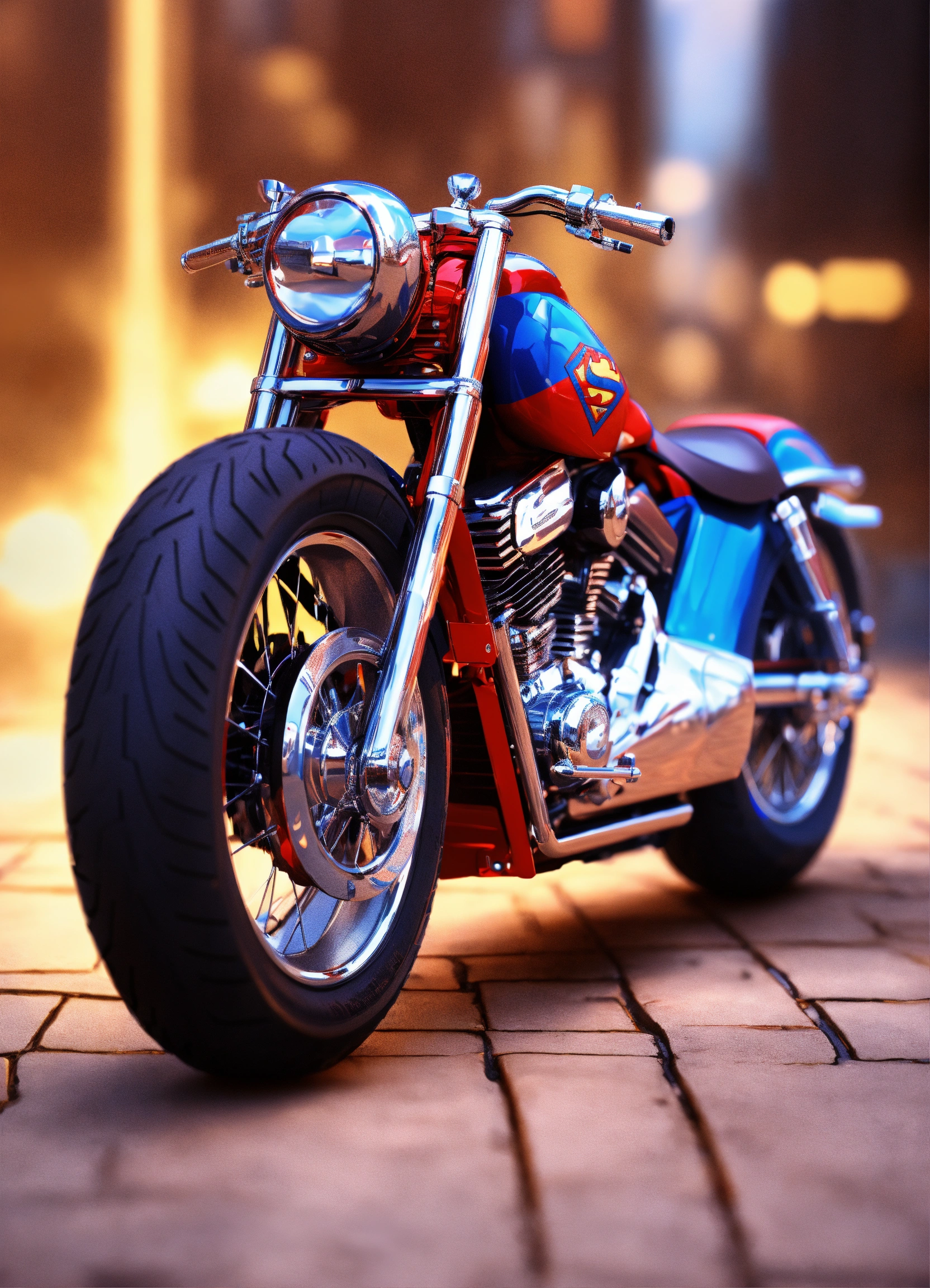 Lexica - Superman design Harley motorbike, render oktan,3D,caricature