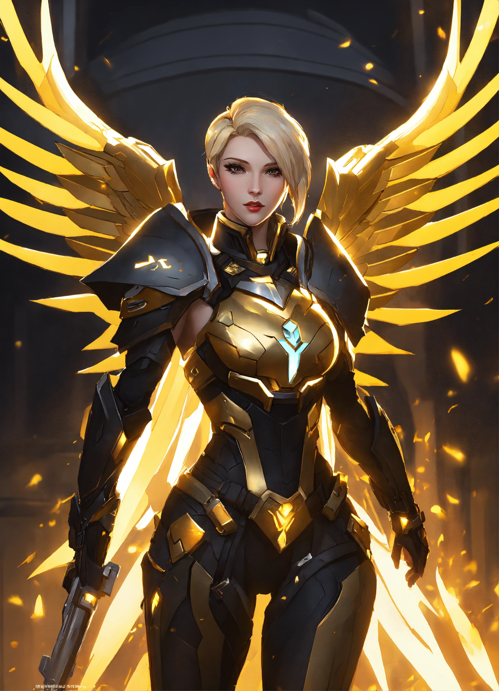 Lexica - Female Mercy Overwatch as a healer wearing black and gold ...