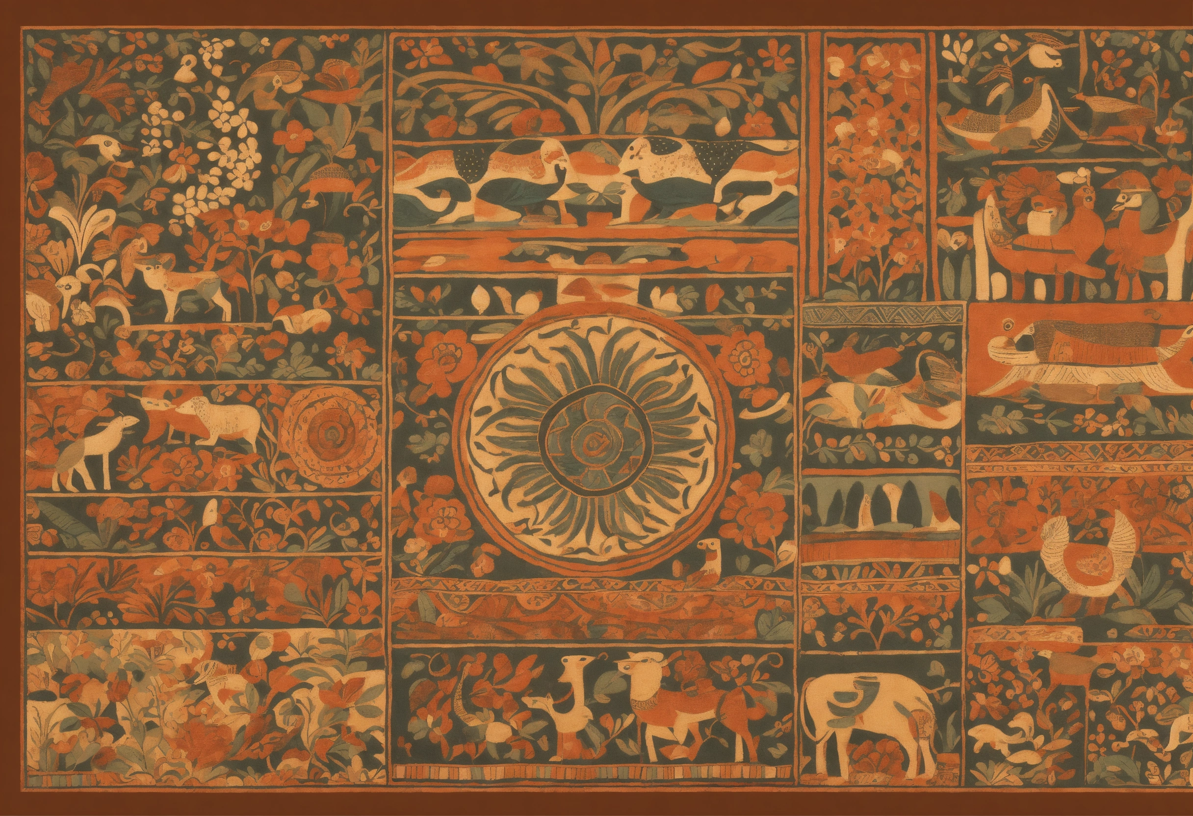 Lexica - Indonesian folk art, prehistoric, vintage modern muted color
