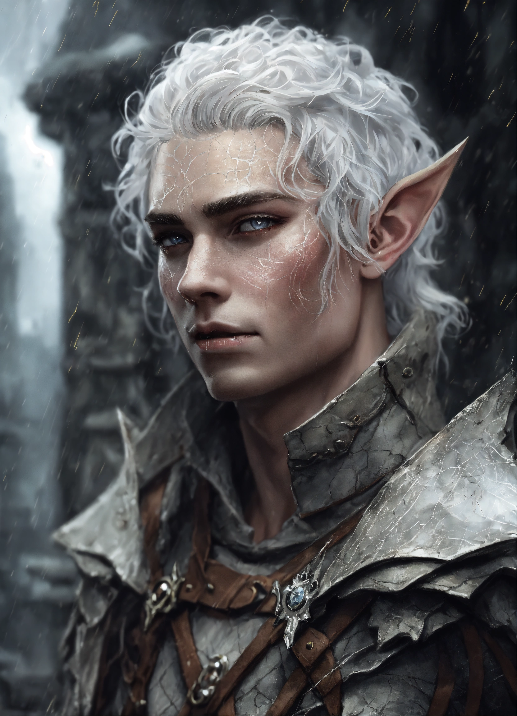 Lexica - Fantasy portrait of a ash-grey skinned elf, masculine ...