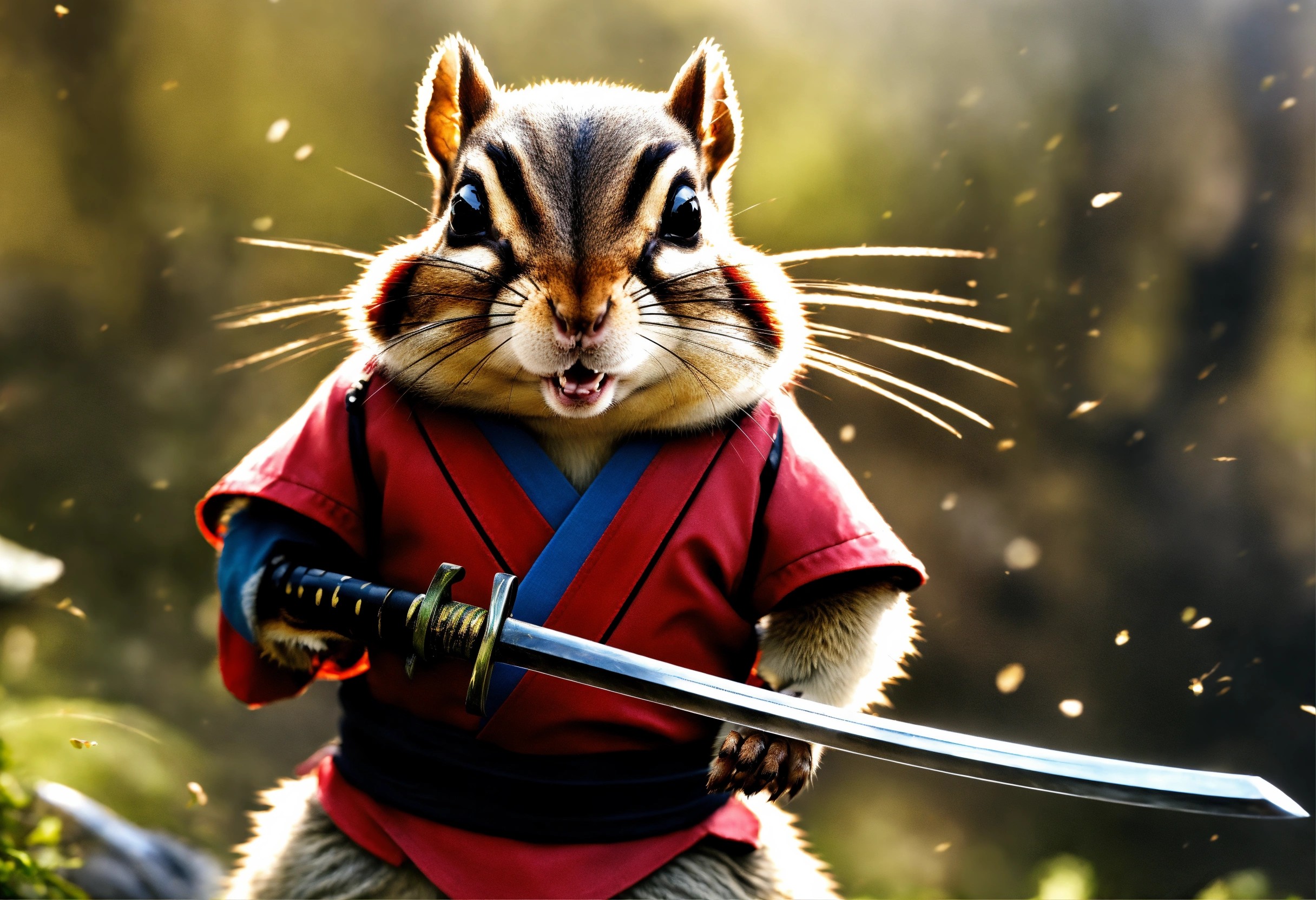 Lexica - Chipmunk samurai. Battlefield. Hyper realistic.
