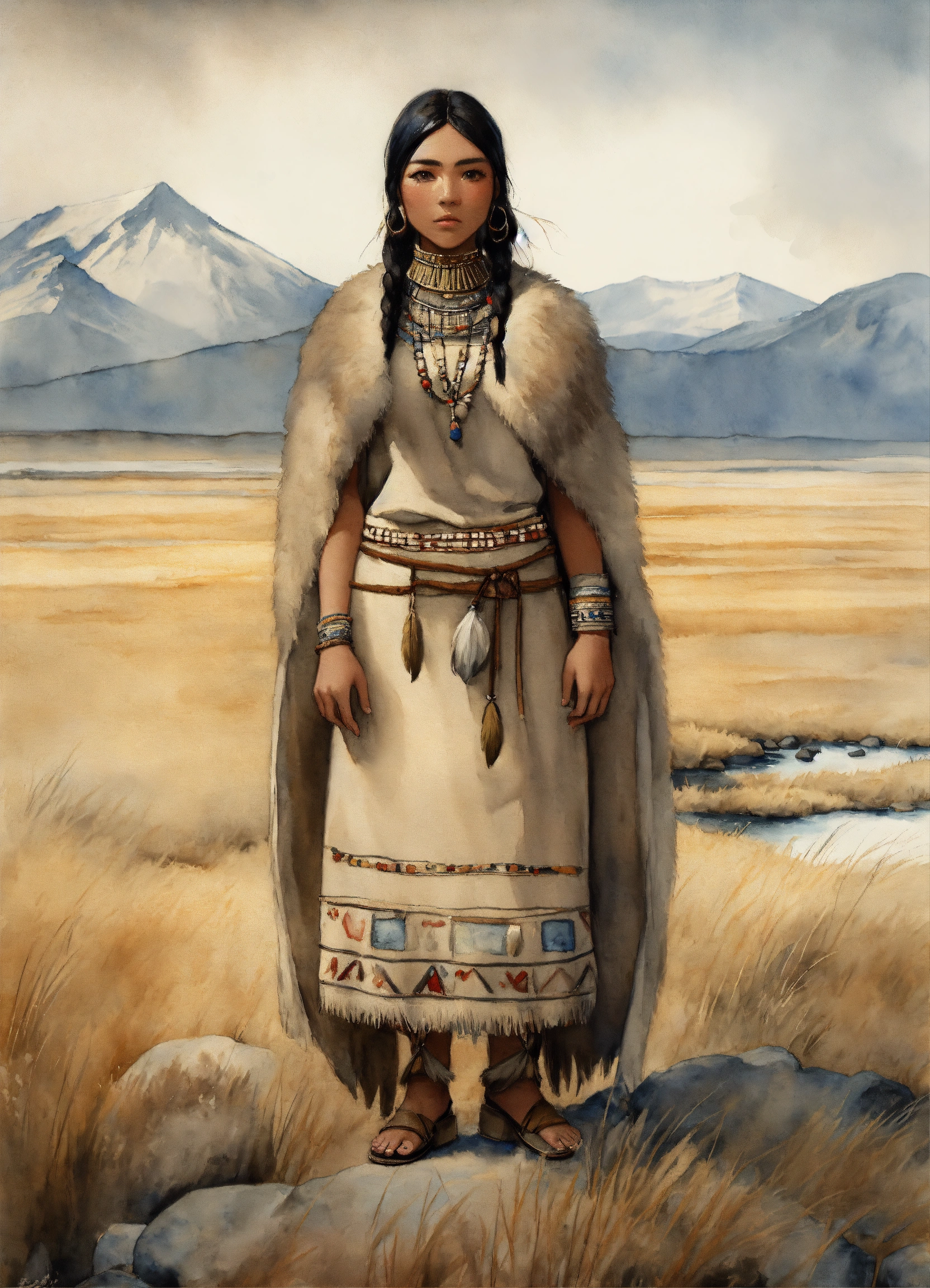 Lexica - Full body Illustration of an inuit woman, young, 18 years old ...