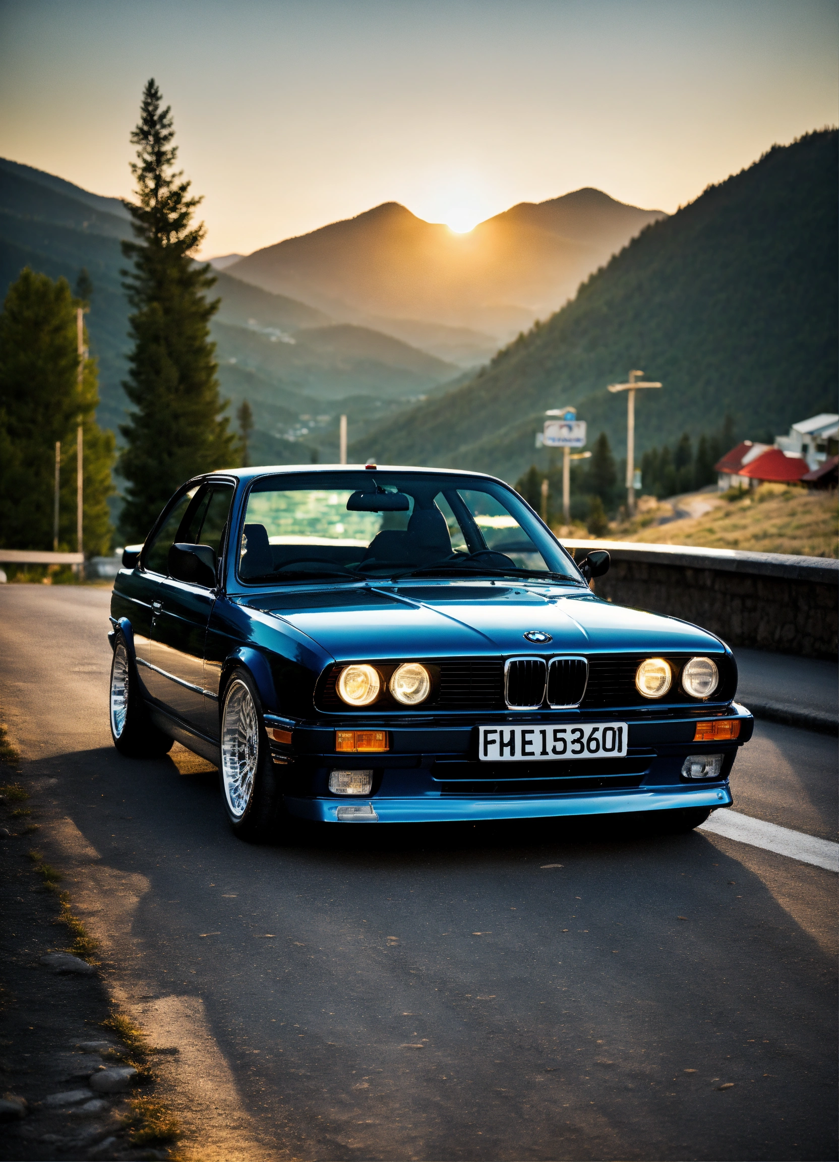 Lexica - Sleek BMW E30 in its iconic design, positioned prominently ...