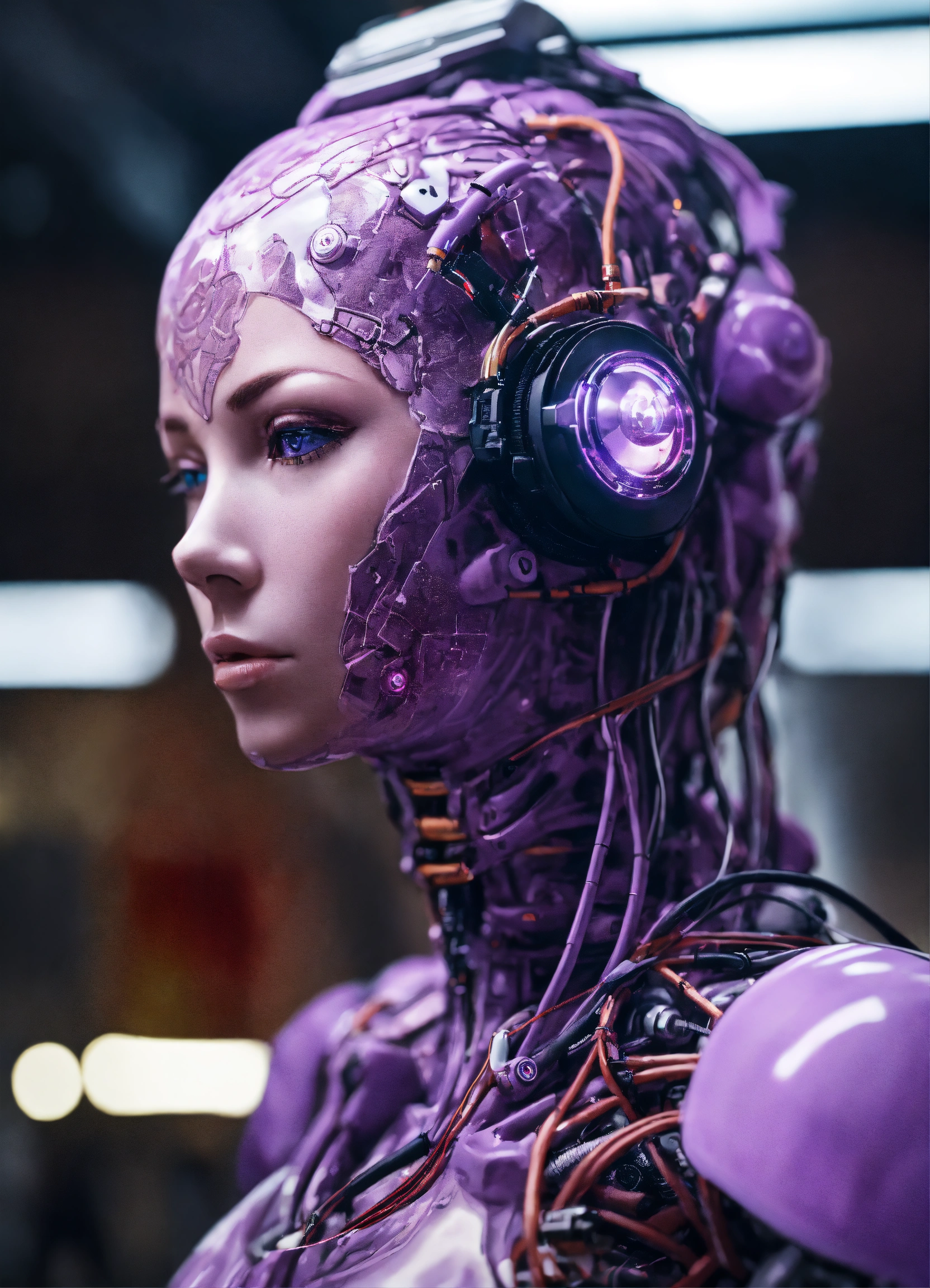 Lexica - Purple electronic system on head humanoid |cyborg woman| with ...
