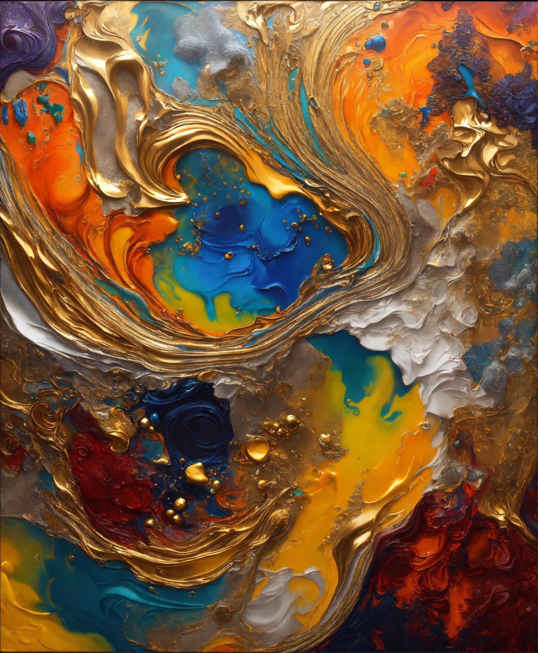 Lexica - Colorful abstract painting oil and water complex complicated ...