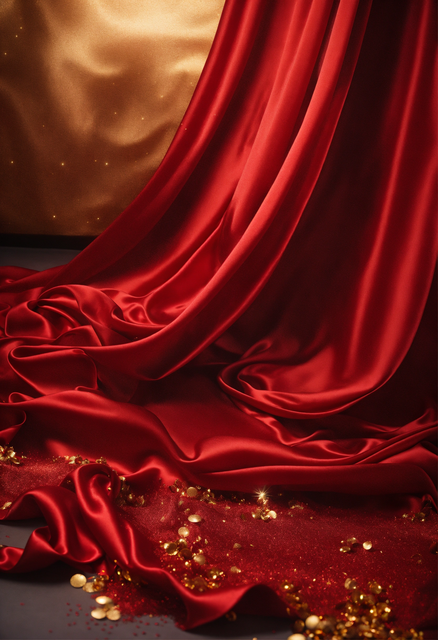Lexica - Luxury red silk, add gold sparkling dust, studio lights ...