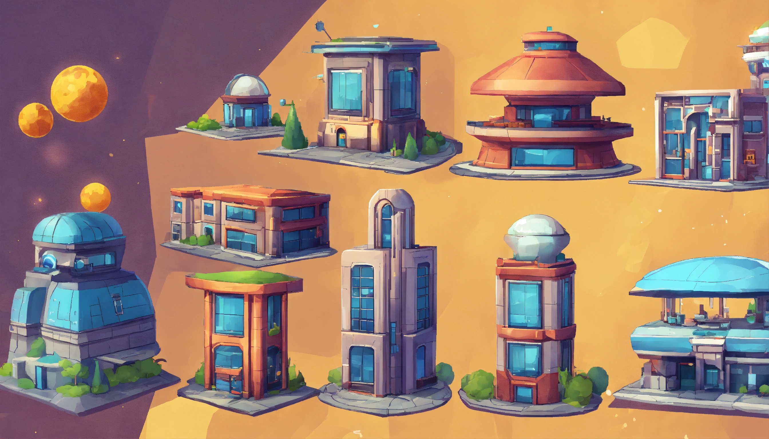 Lexica - Cartoon pack of building assets for a game like trivian but in ...