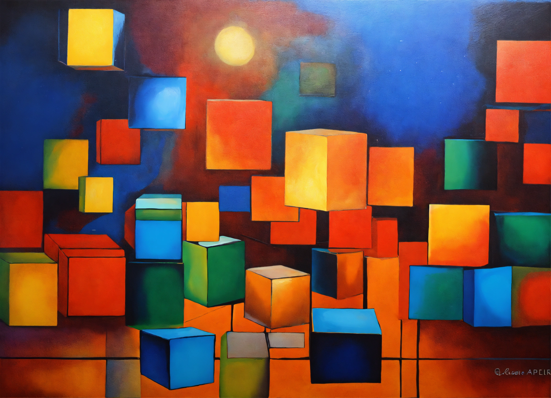 Lexica - Very abstract Contemporary art painting CUBES like the great ...