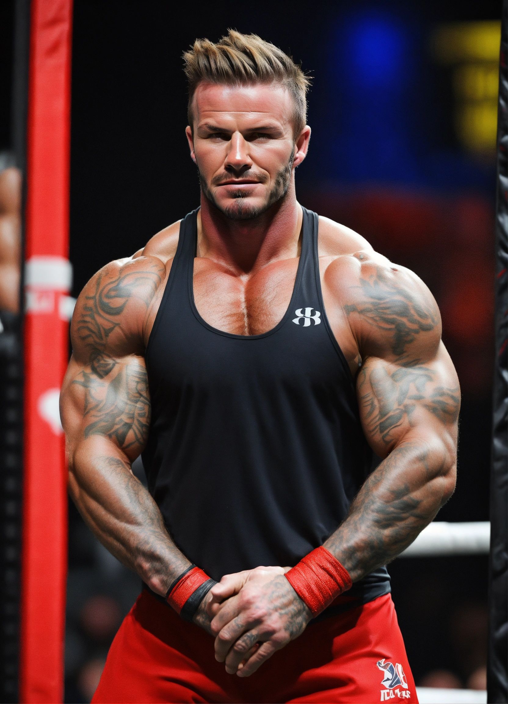 Lexica - 40-year-old wrestler with big muscles, bodybuilder, David Beckham, big